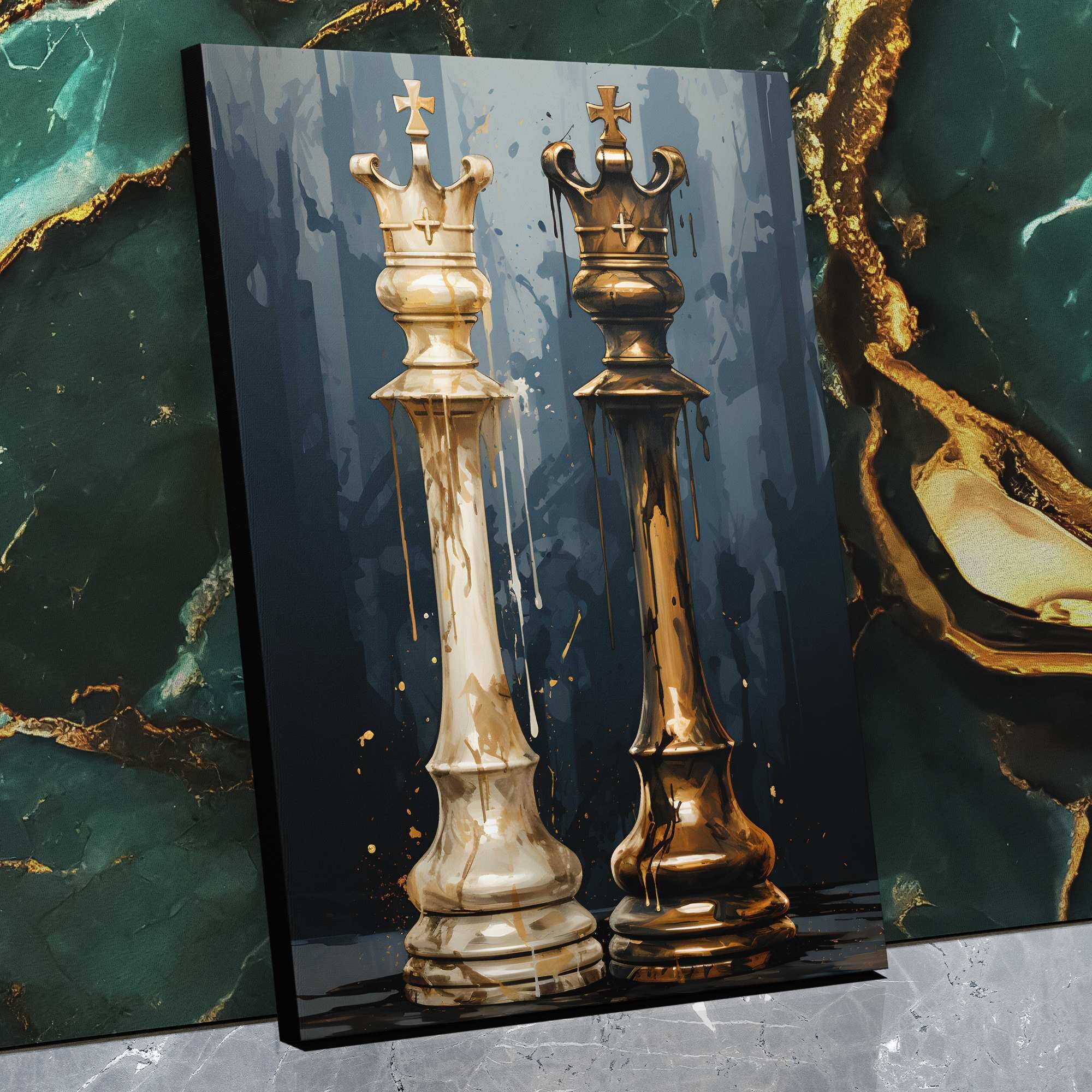 Extra Large Chess Wall Art Couples Gift, Gold Decor, Best Selling Chess ...