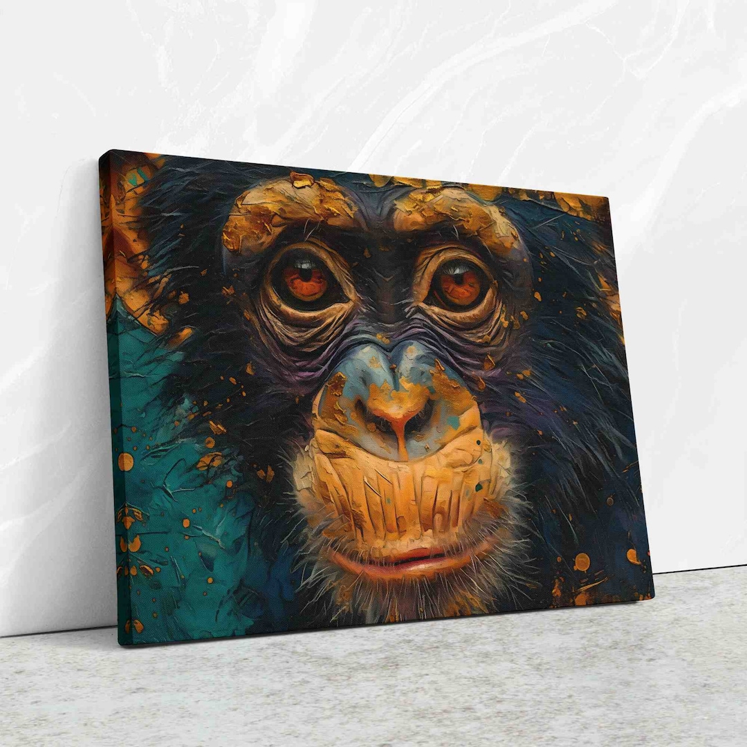 Cheerful Chimp Abstract Art Print Wildlife Expressionist Painting ...