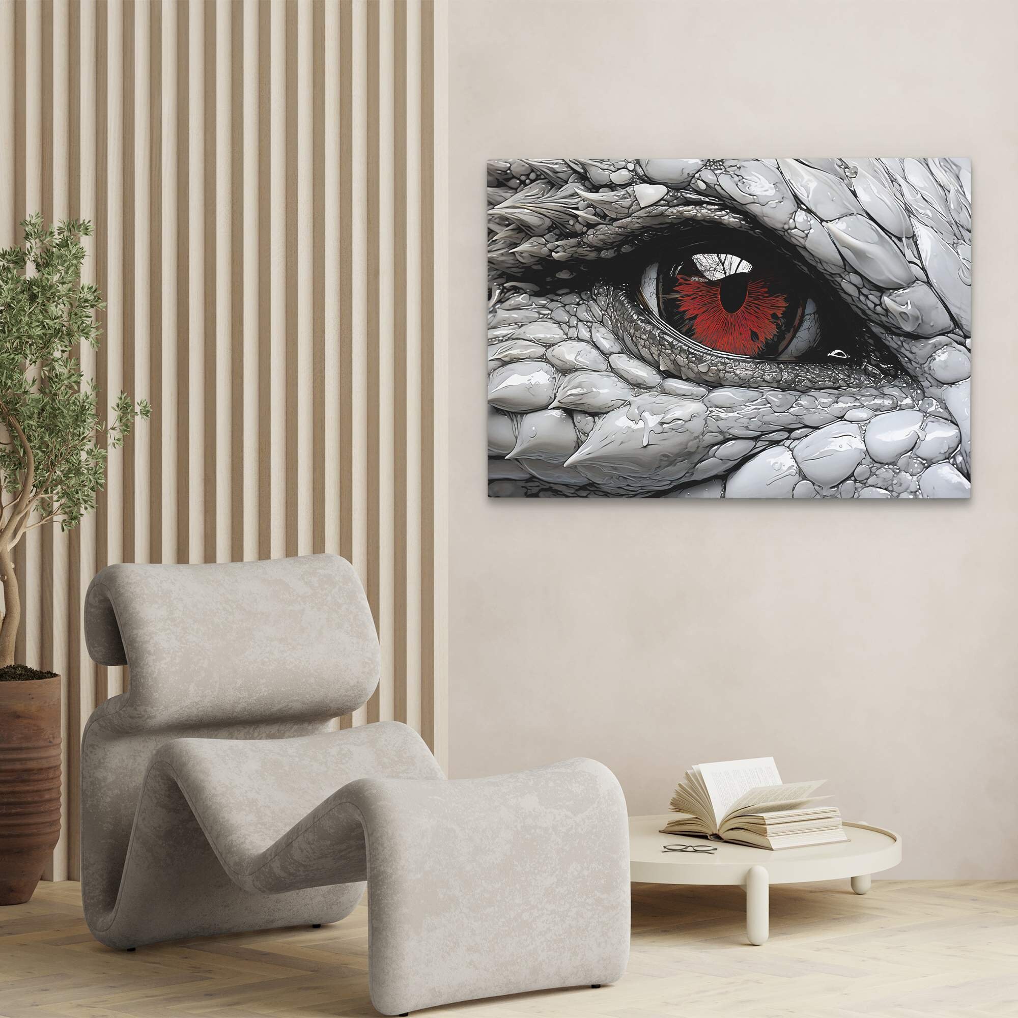 White Dragon Eye Intense Mythical Creature Canvas Art for Fantasy Decor ...