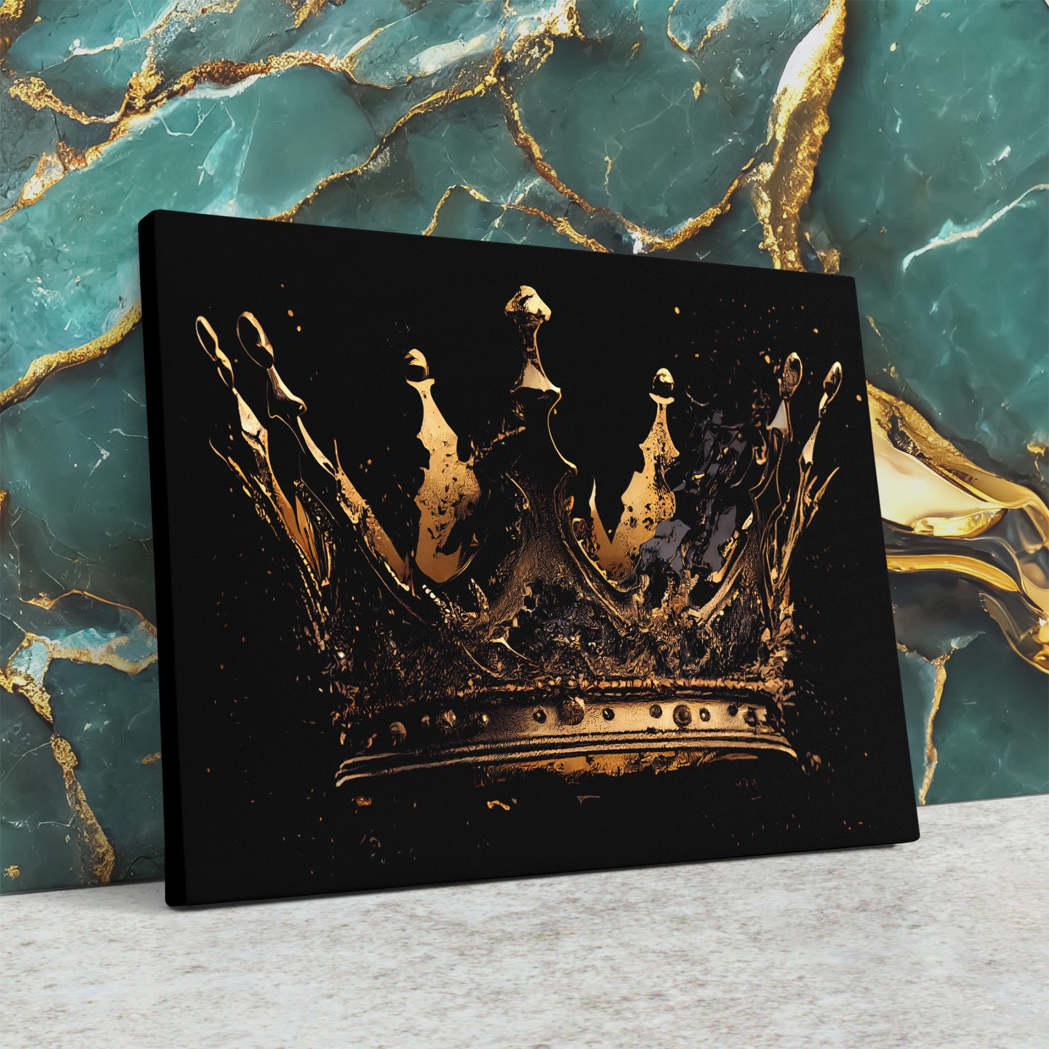 Gold King Crown Royalty Art Print on Canvas - Gothic Crown Gifts for ...