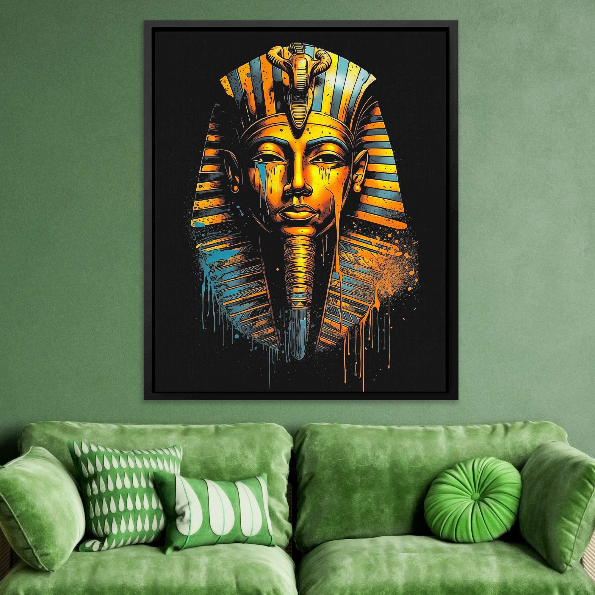 Pharaoh Canvas Print Black & Gold Egyptian Art Luxurious Pharaoh ...