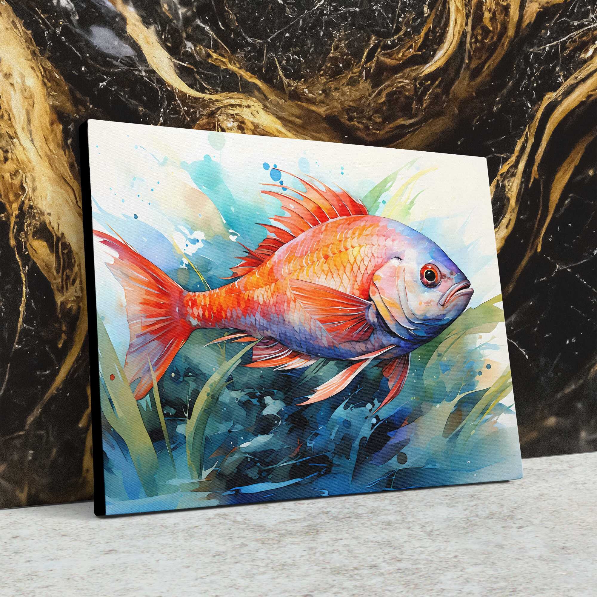 Gold Fish Wall Art for Living Room Modern Wall Canvas Art - Etsy