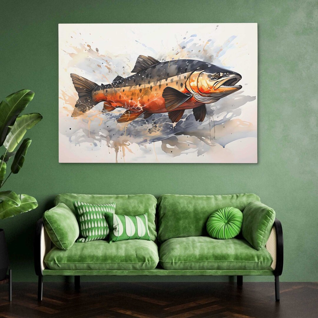 Glimmering Scales Luxury Salmon Art, Fishing Painting, Unique Gift for ...