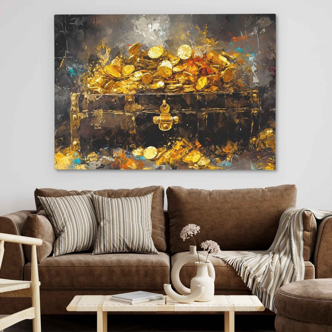 Pirate Treasure Chest Canvas Print | Gold Coin Painting - Etsy