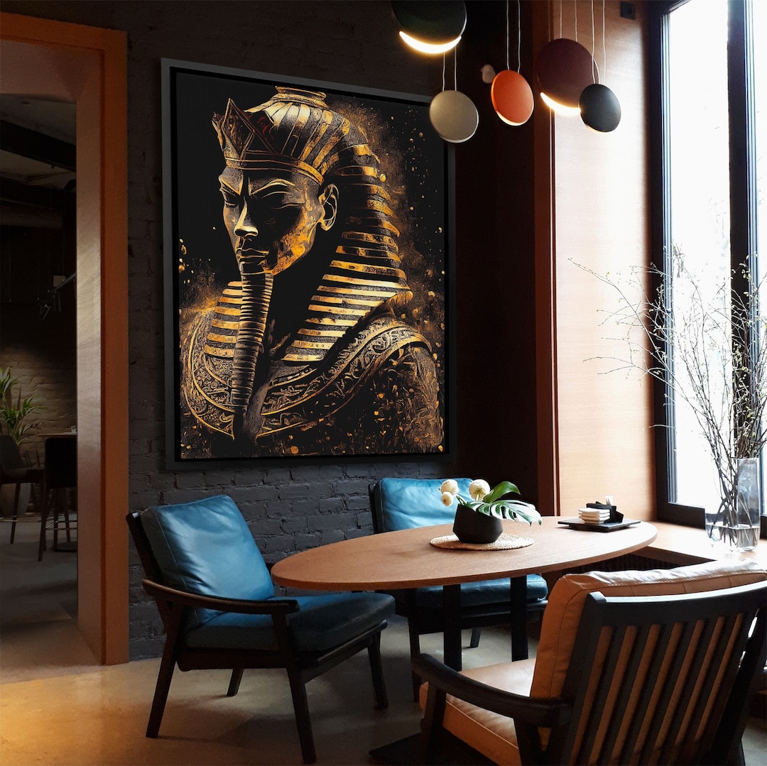 Mighty Pharaoh Black and Gold Egyptian Wall Art Print on Canvas - Etsy