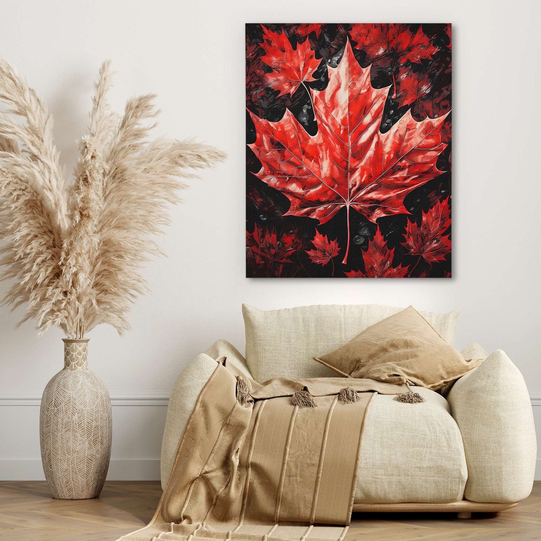 Canadian Maple Leaf Art Living Room Wall Canvas Modern Canada Painting ...