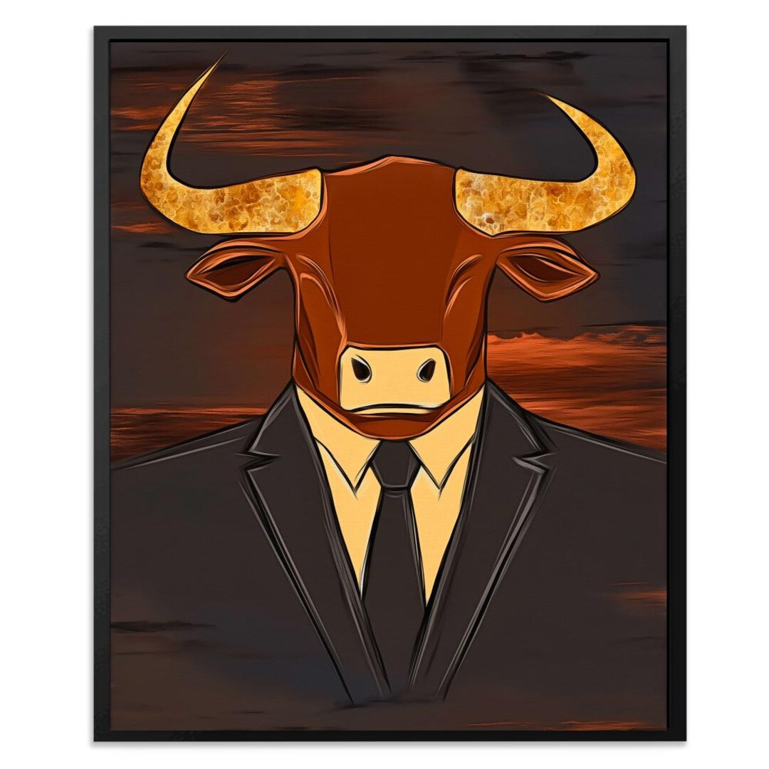 Bull in a Suit, Wall Street Bull Art, Abstract Animal Boss Print - Etsy