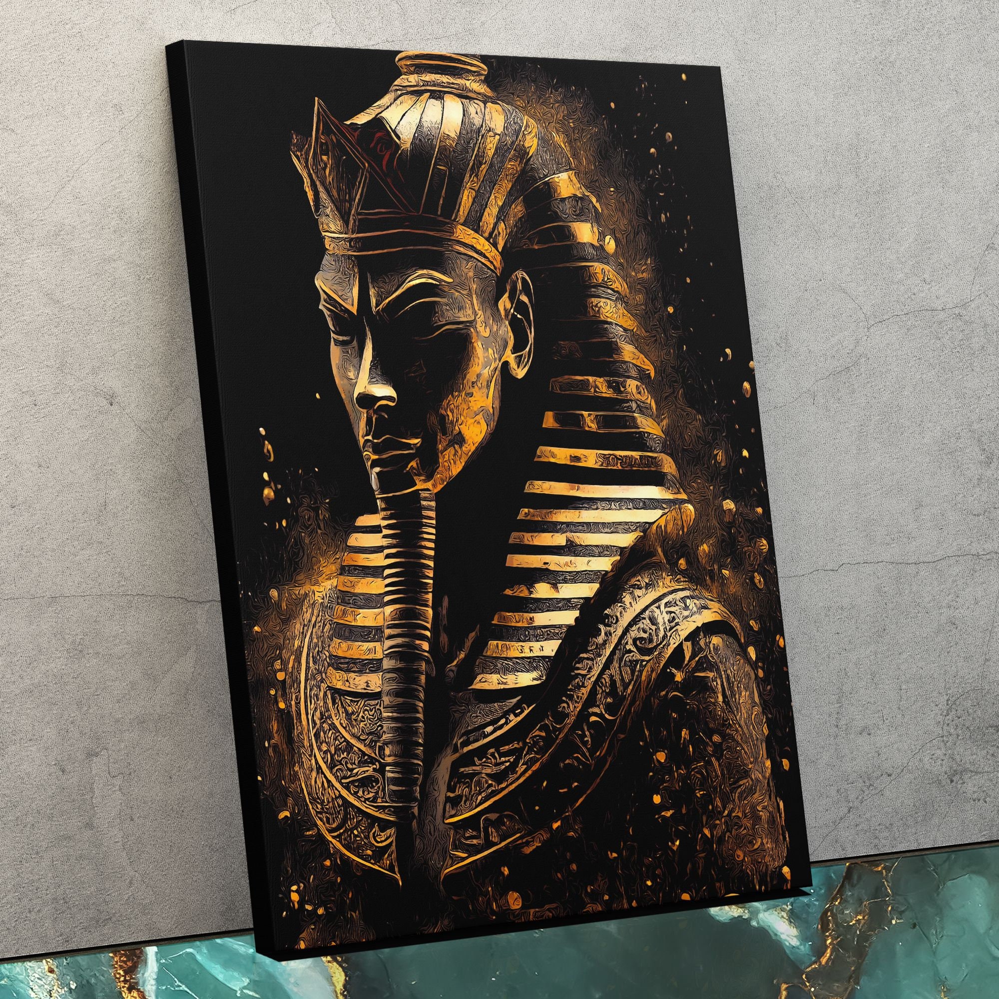 Mighty Pharaoh Black and Gold Egyptian Wall Art Print on Canvas - Etsy