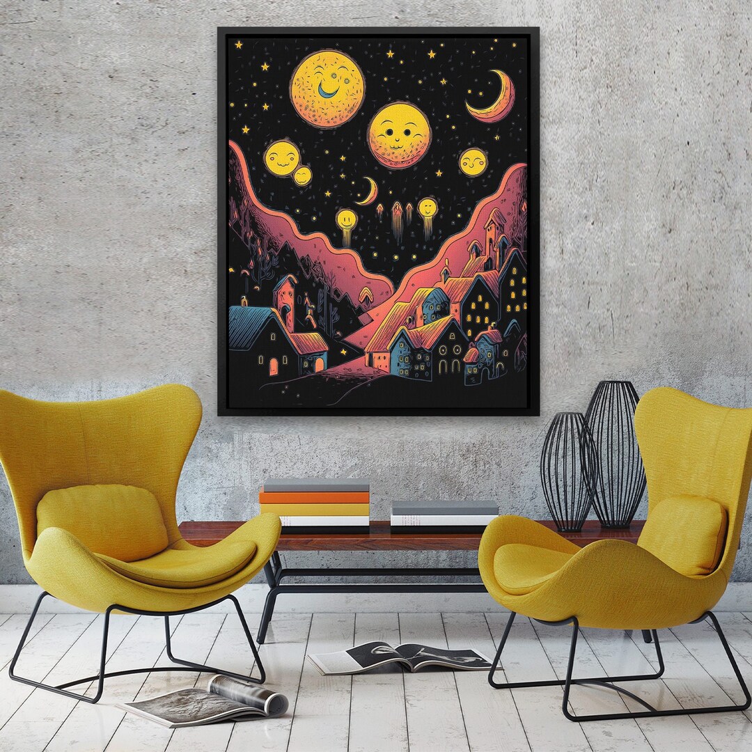 Starry Red Moons Van Gogh-inspired Art Vibrant Starry Night Remake for ...