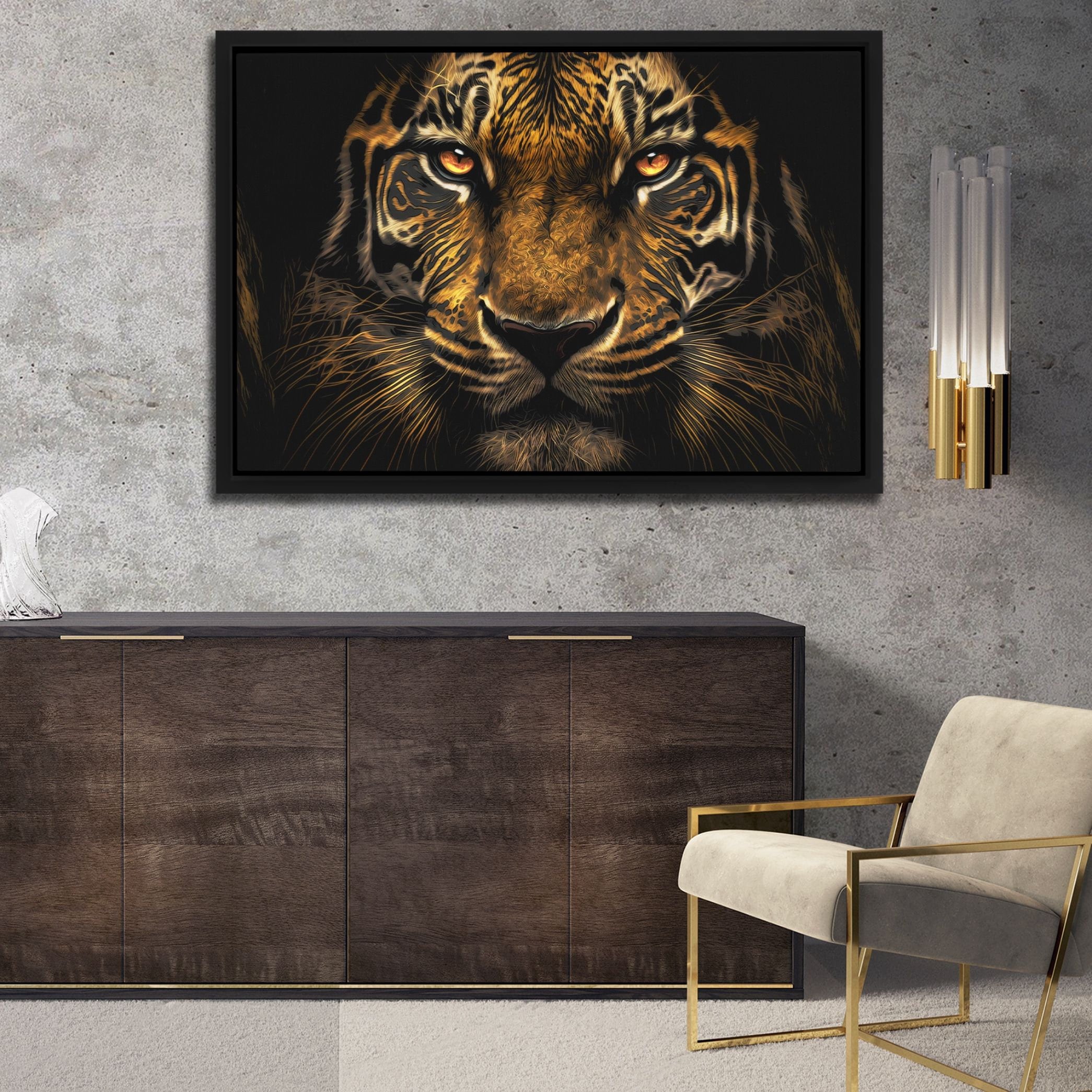 Tiger's Gaze Canvas Print – Black and Gold Tiger Wall Art - Etsy