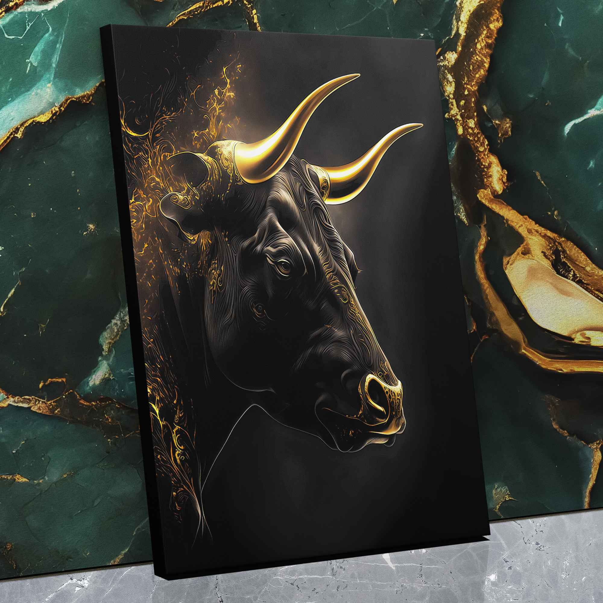 Bull Market Painting: Modern Bull Canvas Wall Street Art Print - Etsy