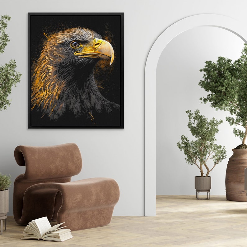 Bald Eagle Extra Large Wall Art Black and Gold Bird Wall Art Print - Etsy