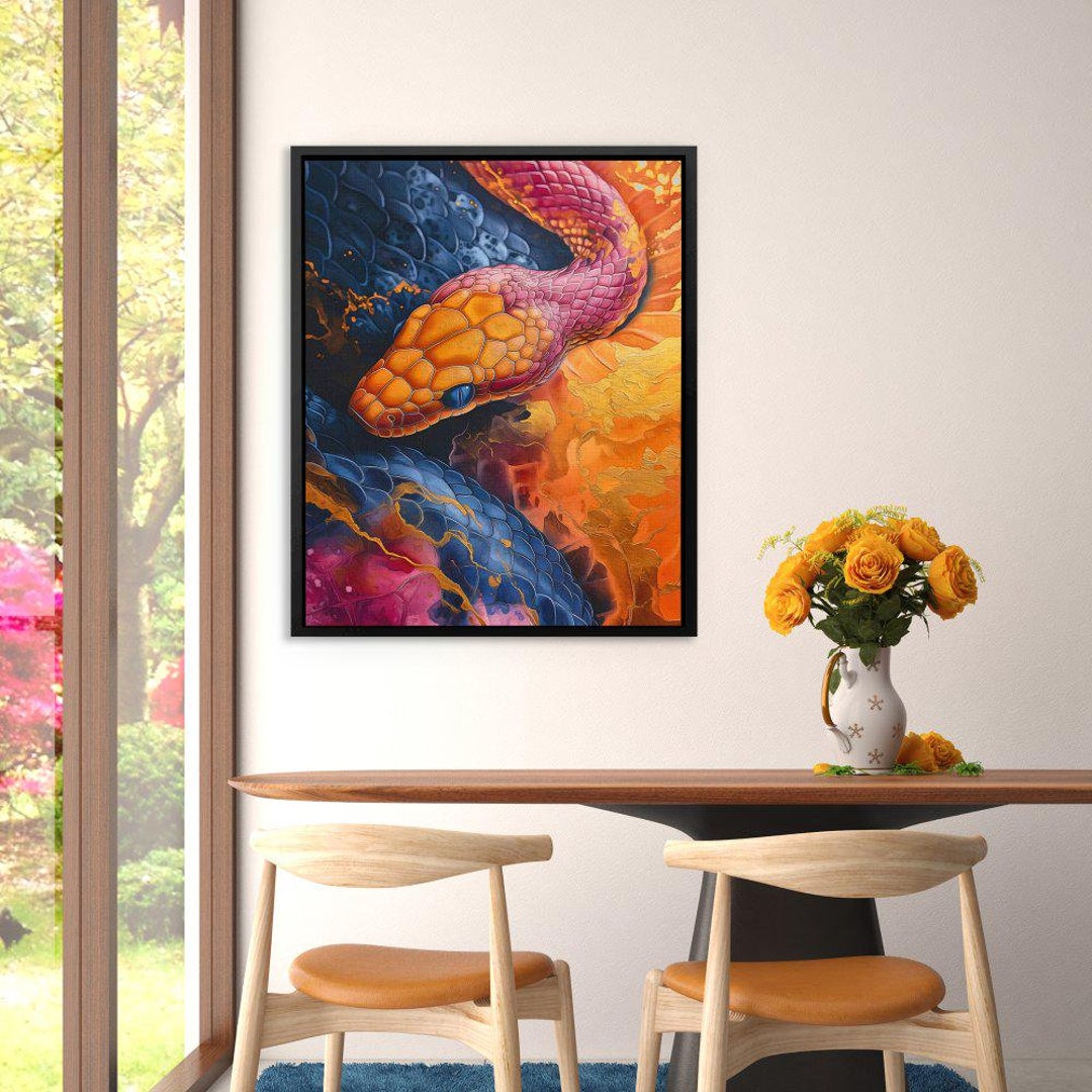 Iridescent Serpent Exotic Animal Art, Colorful Snake Painting, Vibrant ...