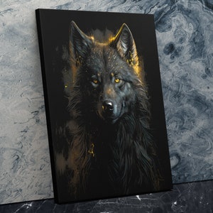 Black Wolf Art Print - Extra Large Wall Art Wolf Gift - Etsy