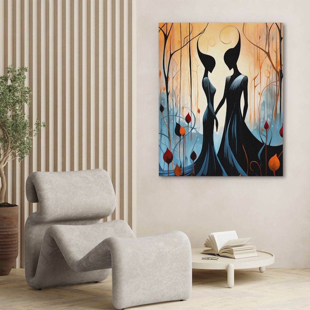 Twilight Art of Intertwined Souls: Surreal Forest Rendezvous - Etsy