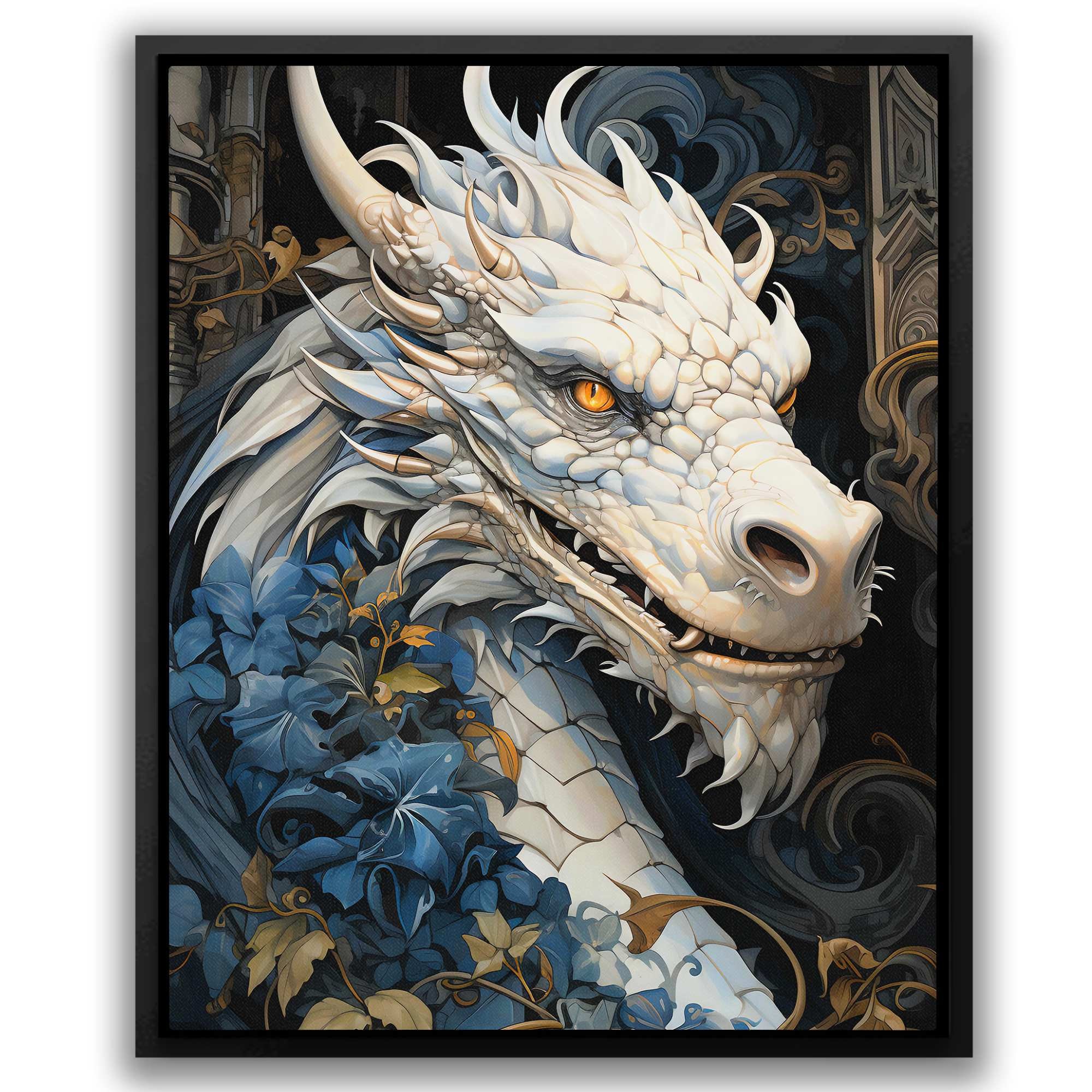 Mythic Wyvern White Dragon Painting, Fantasy Wall Art, Kitchen Decor - Etsy