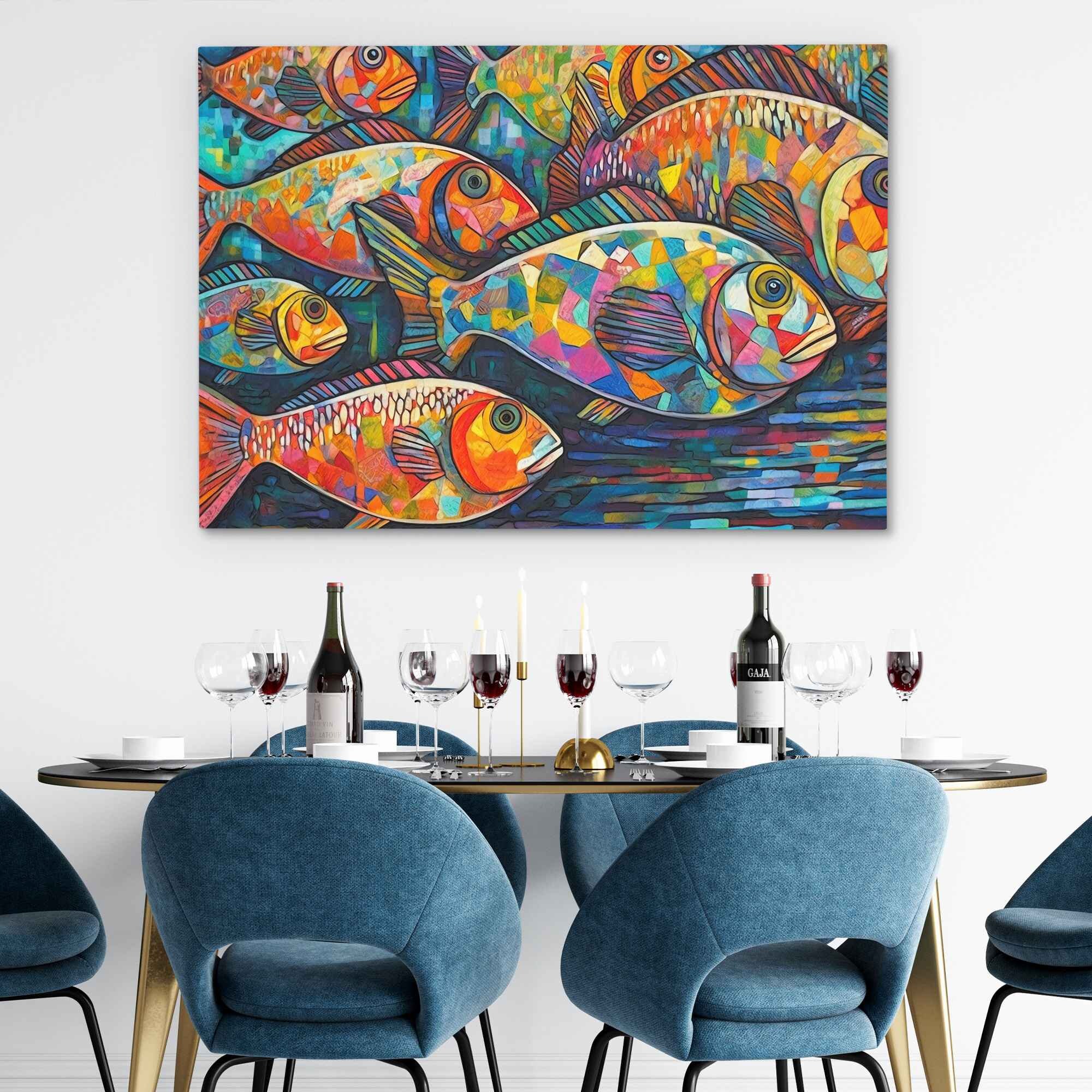 Koi Fish Art Swimming Upstream Abstract Fish Painting - Etsy