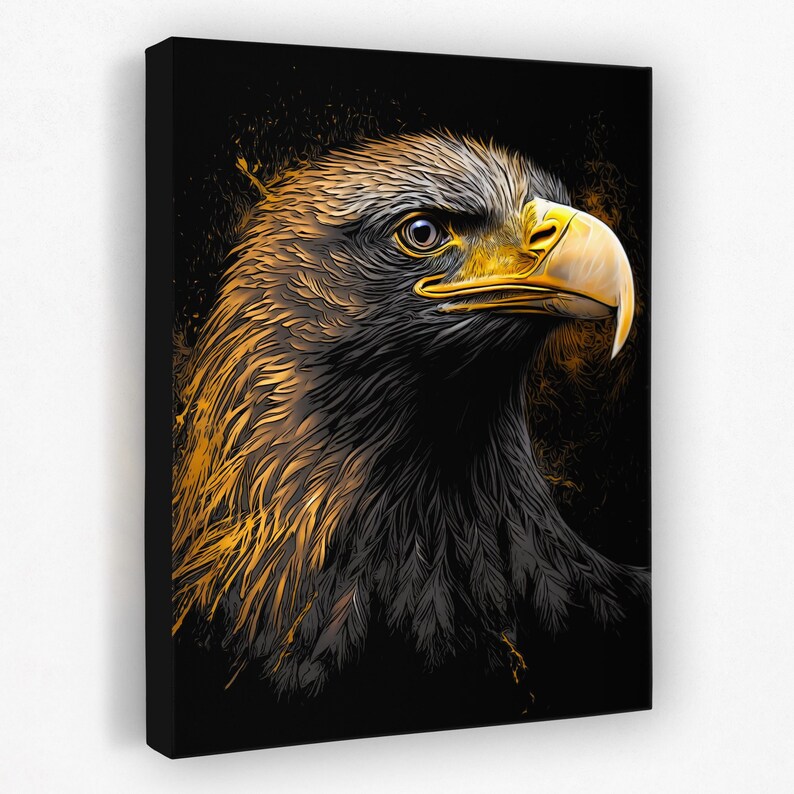 Bald Eagle Extra Large Wall Art Black and Gold Bird Wall Art Print - Etsy