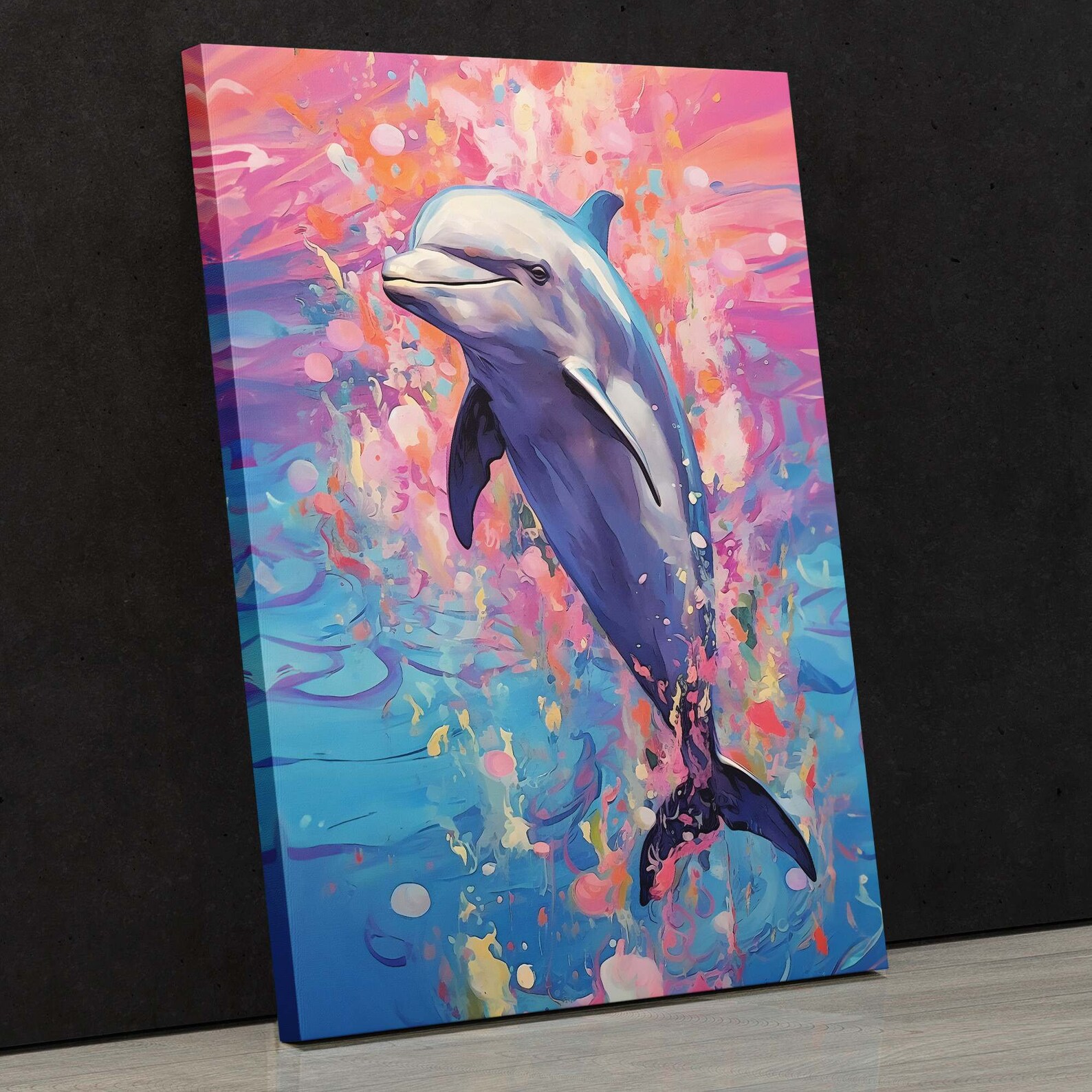 Dolphin's Dance Dolphin Painting Abstract Ocean Pop Art Wall Art Print ...