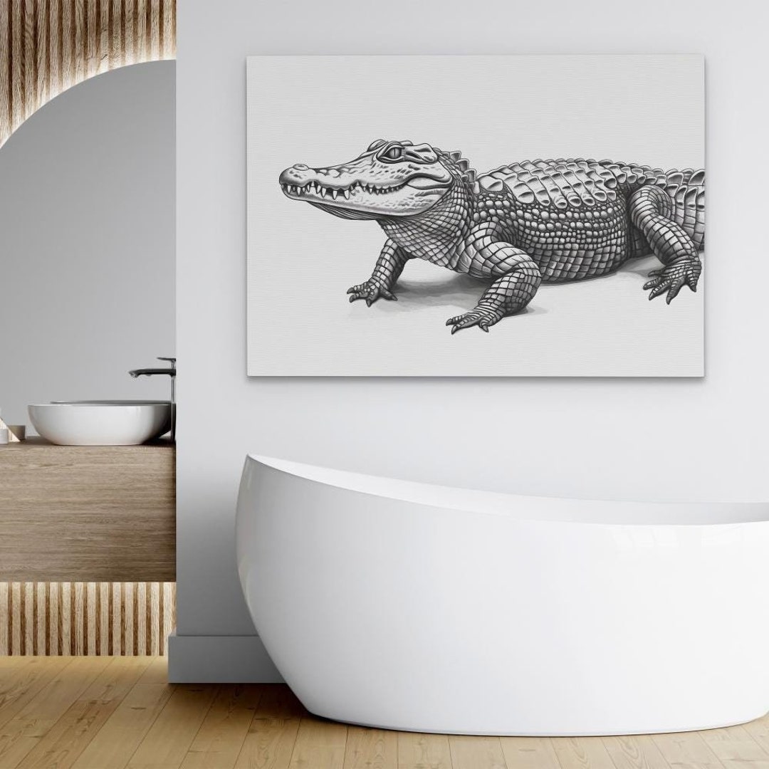 Alligator Shuffle Canvas Print, Modern Alligator Wall Decor - Etsy