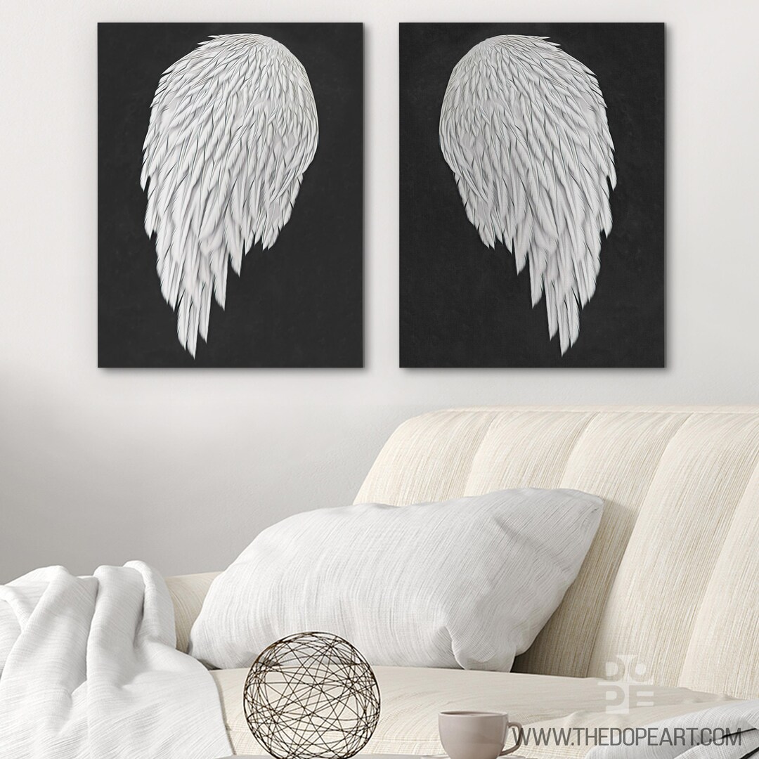 White Angel Wings Canvas Print Set - Framed Spiritual Wall Art - Etsy