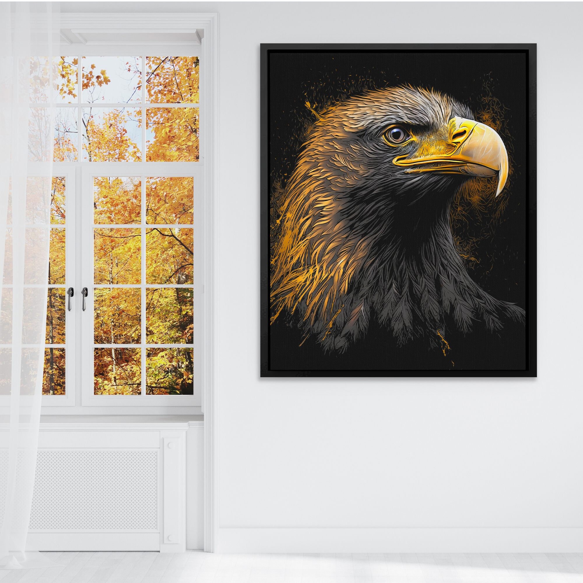 Bald Eagle Extra Large Wall Art Black and Gold Bird Wall Art Print - Etsy