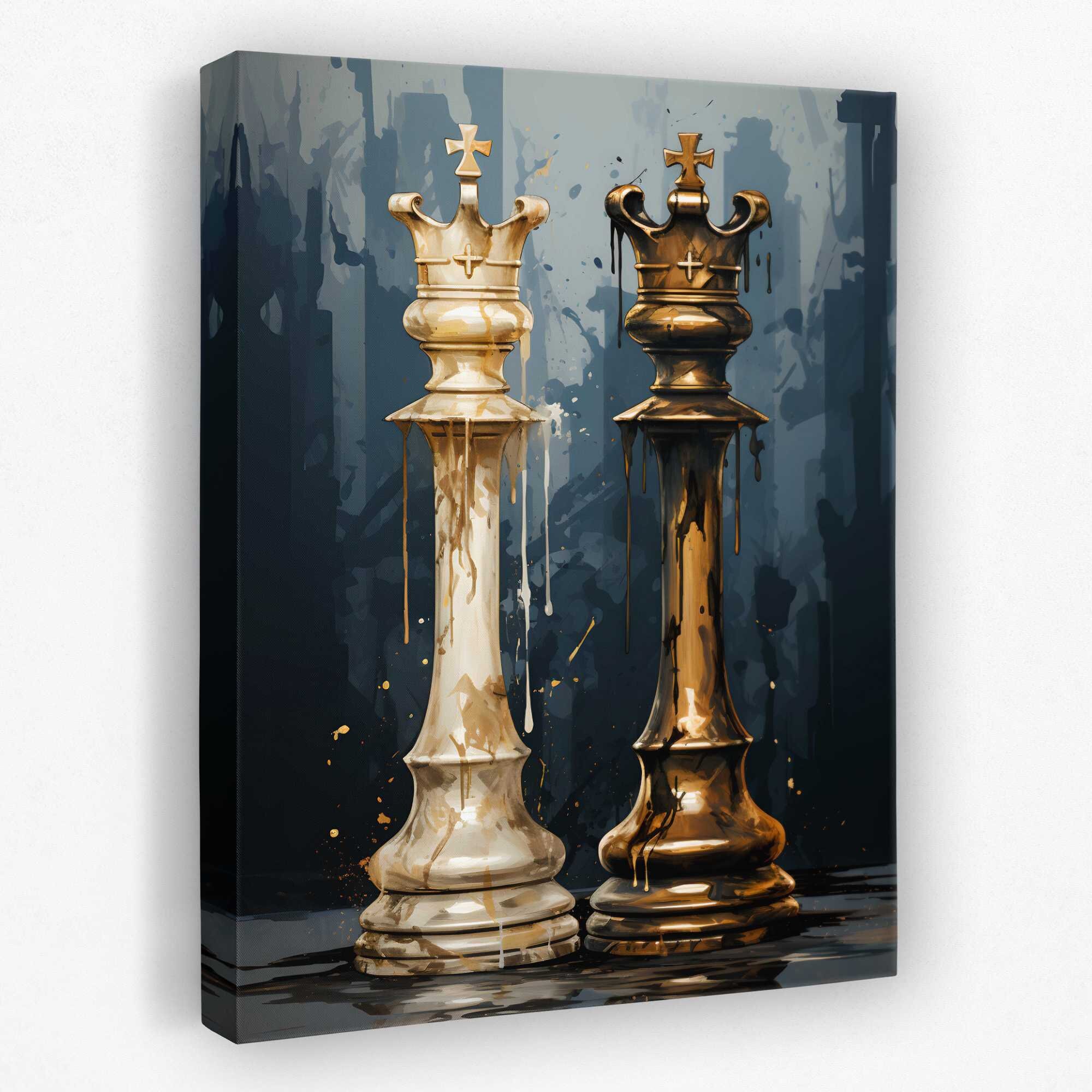Extra Large Chess Wall Art Couples Gift, Gold Decor, Best Selling Chess ...