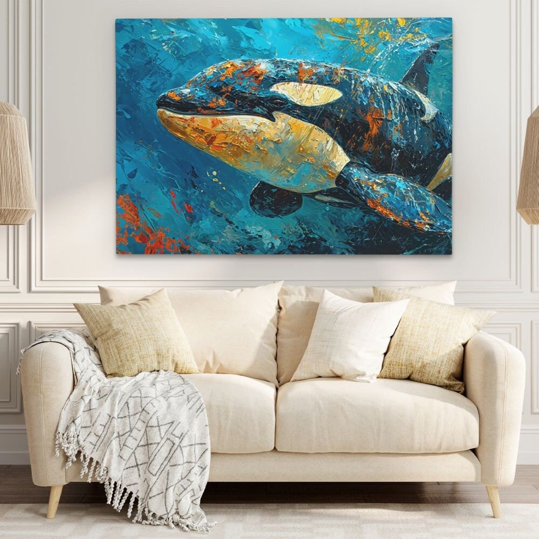 Abstract Orca Canvas Print – Majestic Marine Life Wall Art - Etsy