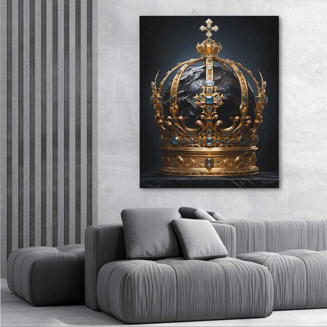 Royal Insignia Golden Crown Art Luxury Regal Canvas for - Etsy