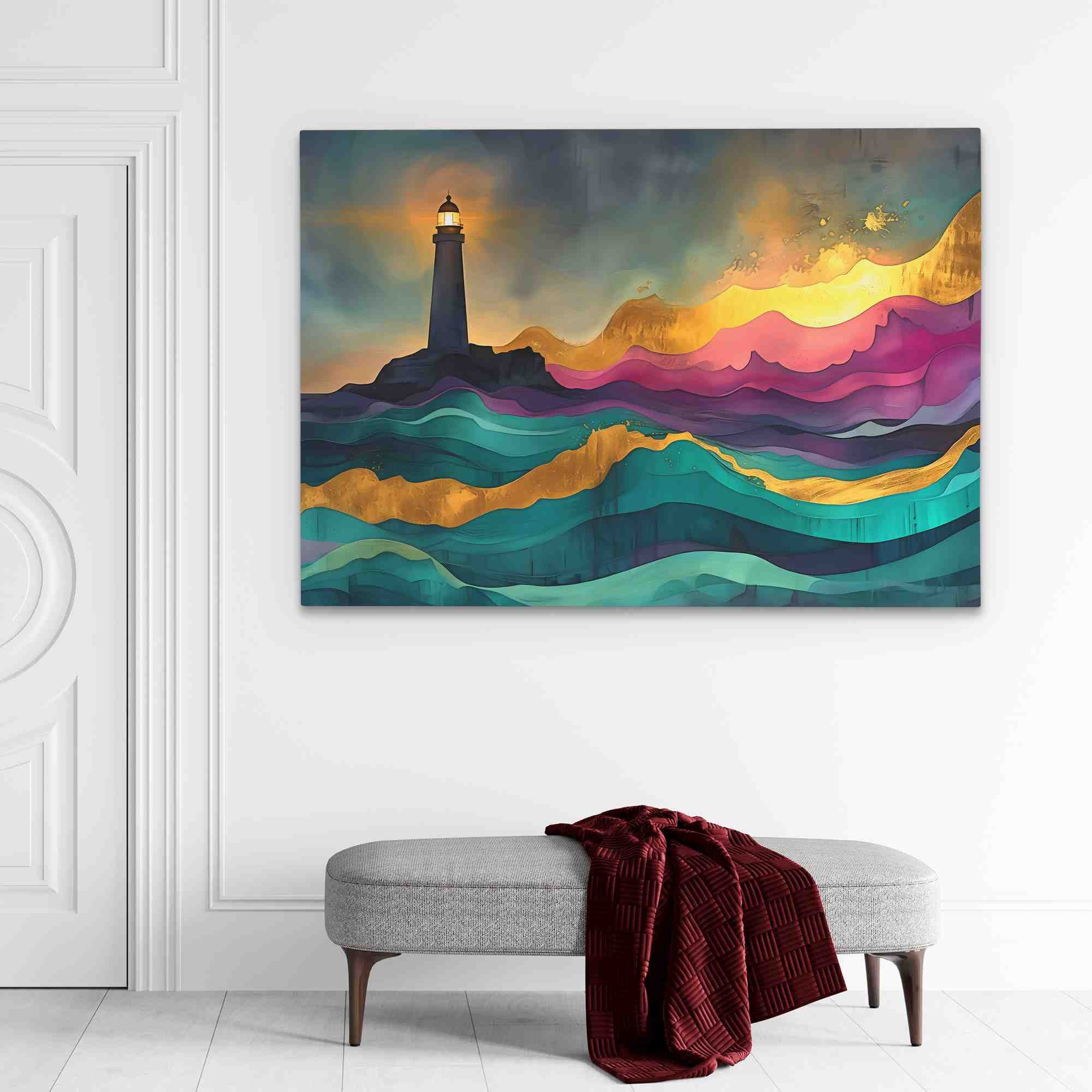 Beacon of Hope Lighthouse Sunset Canvas Art, Inspirational Nautical ...