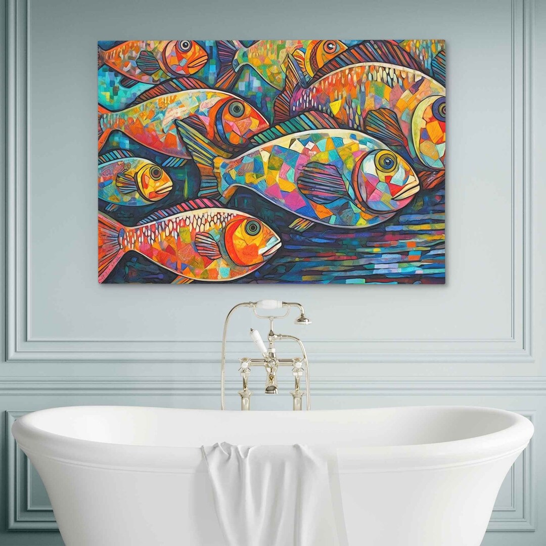 Koi Fish Art Swimming Upstream Abstract Fish Painting - Etsy