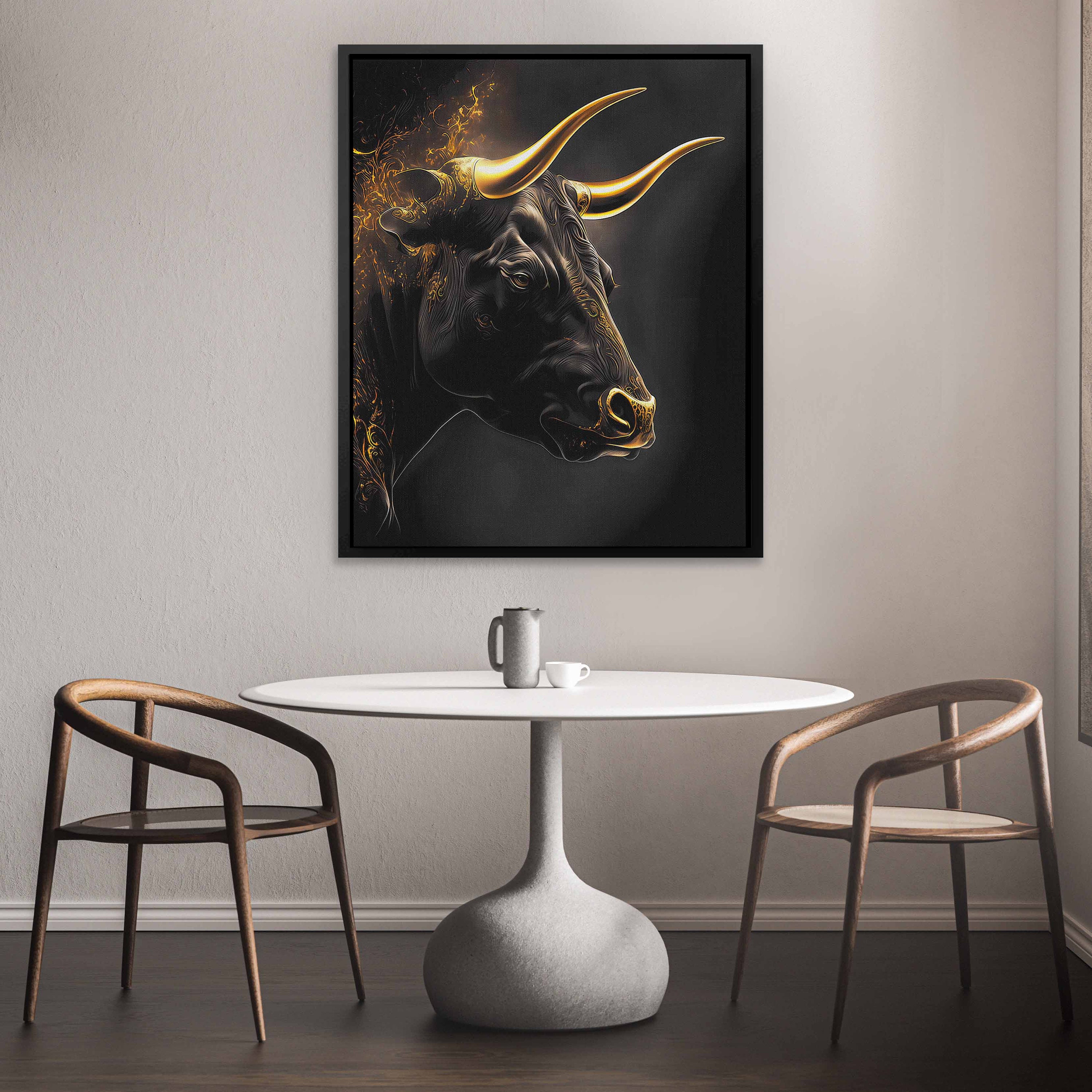 Bull Market Painting: Modern Bull Canvas Wall Street Art Print - Etsy