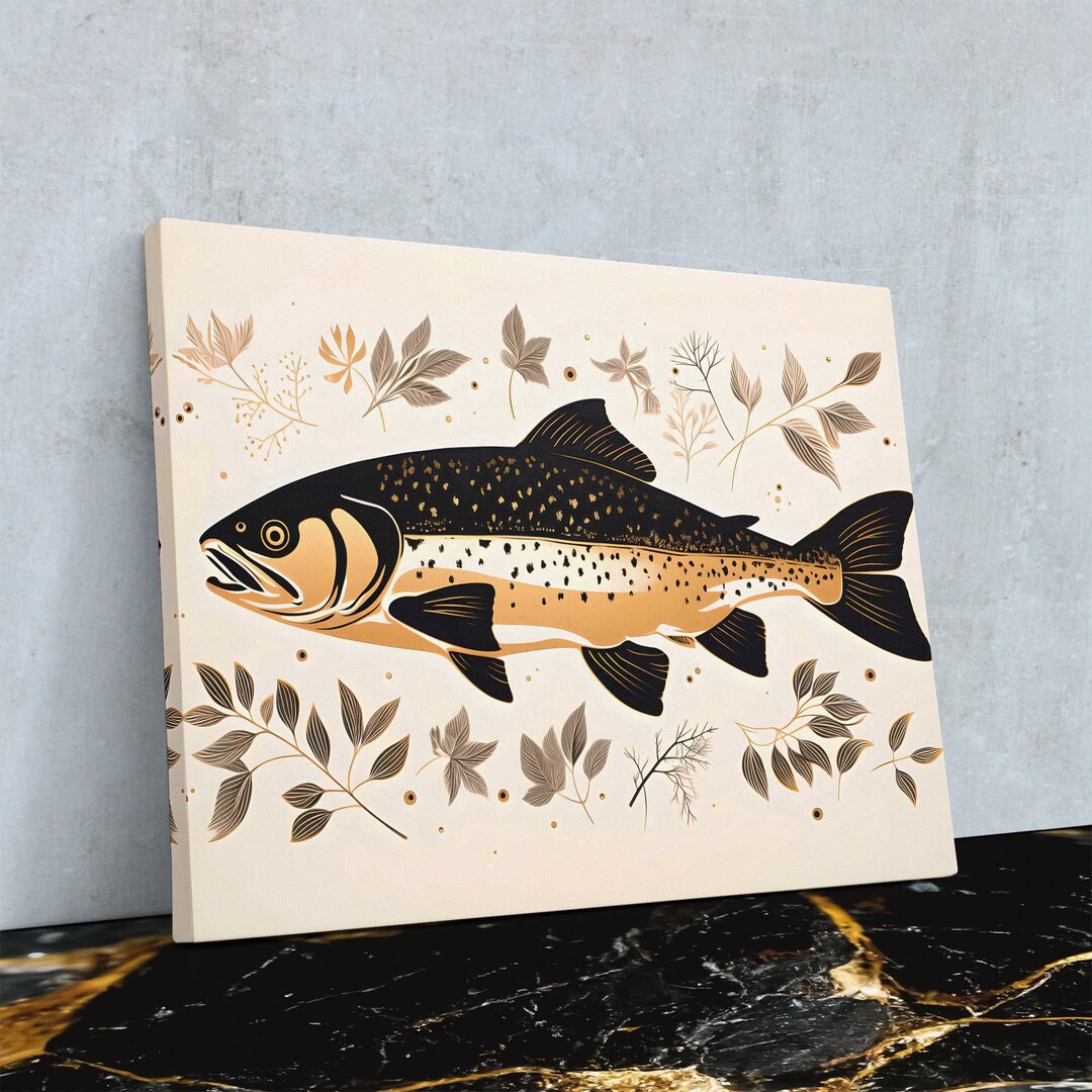 Salmon Art for Living Room Walls: Spawning Gold, Trout Wall Art on ...