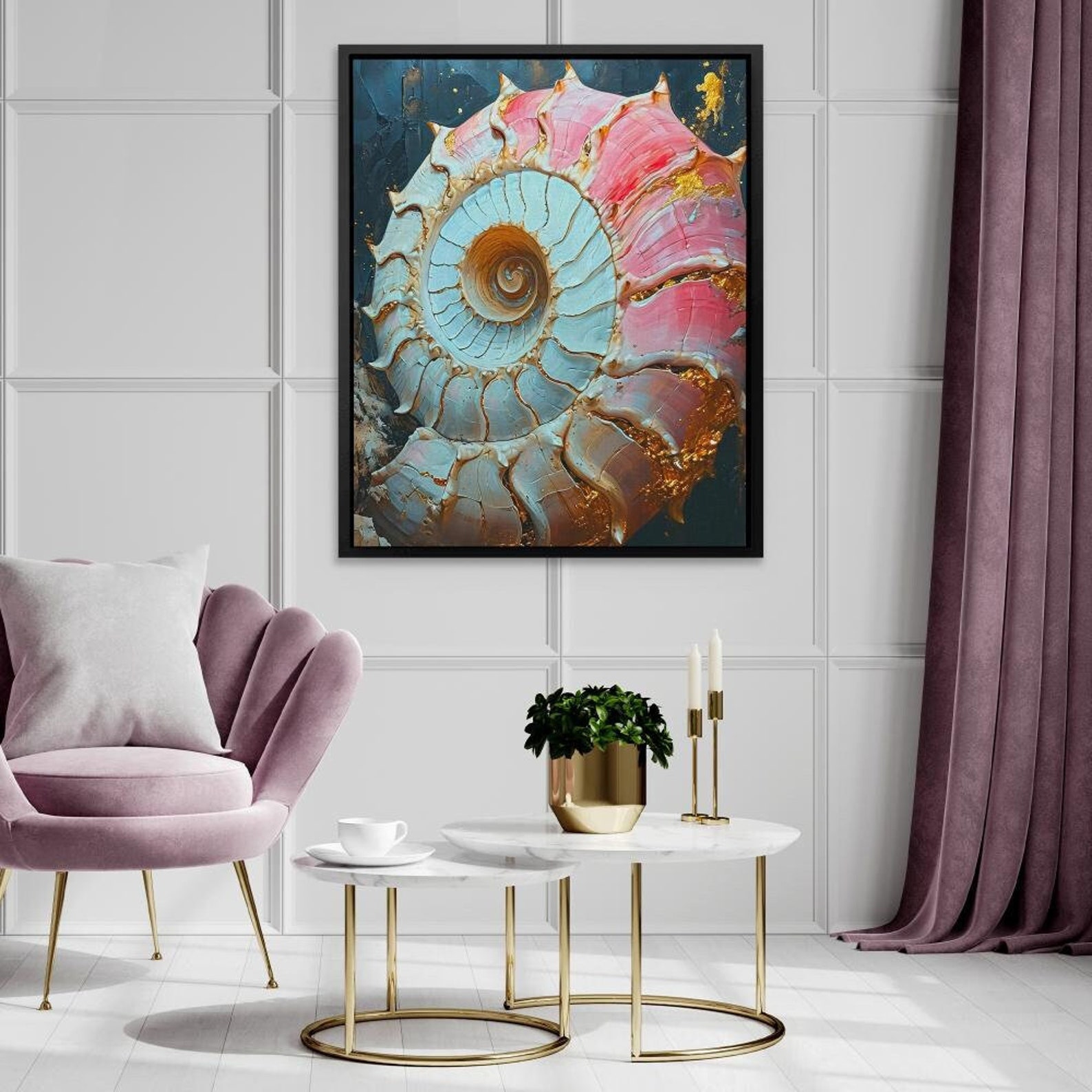 Golden Ratio Nautilus Shell Canvas Print – Elegant Fibonacci Wall Art ...
