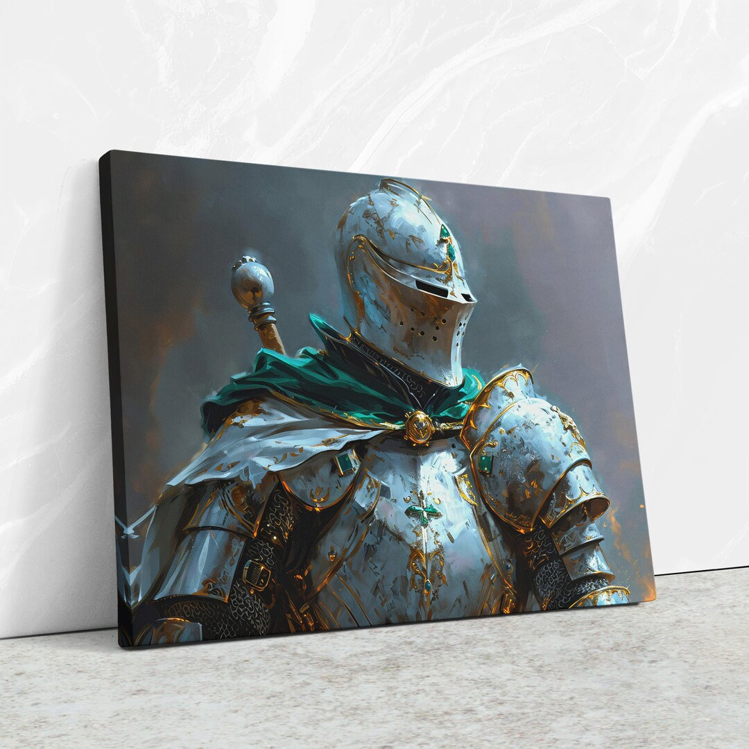 King's Guard Art Gallant Knight Armor Print Medieval Warrior Canvas ...