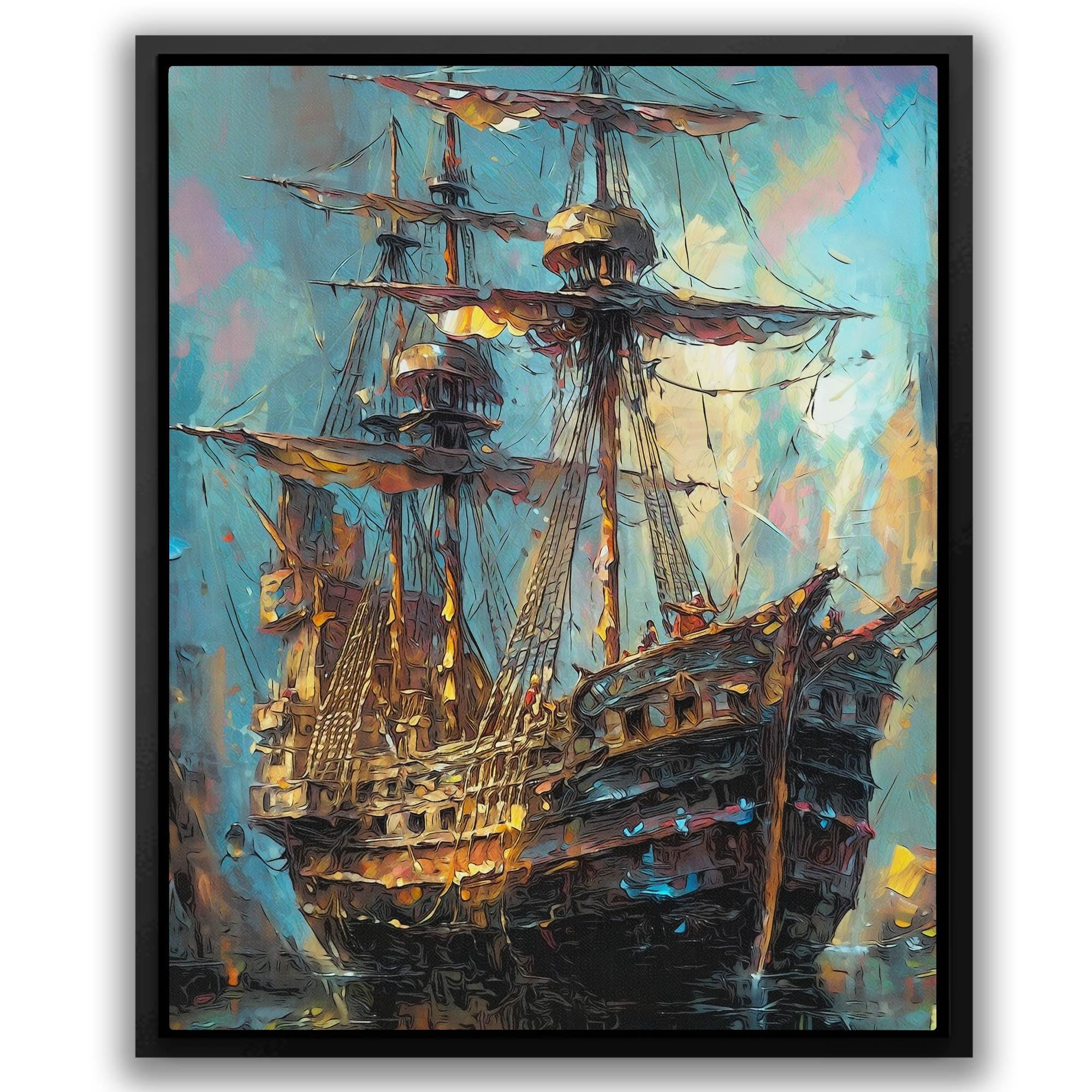 Pirate Ship Painting | Abstract Sailboat Canvas Art | Luxury Nautical ...