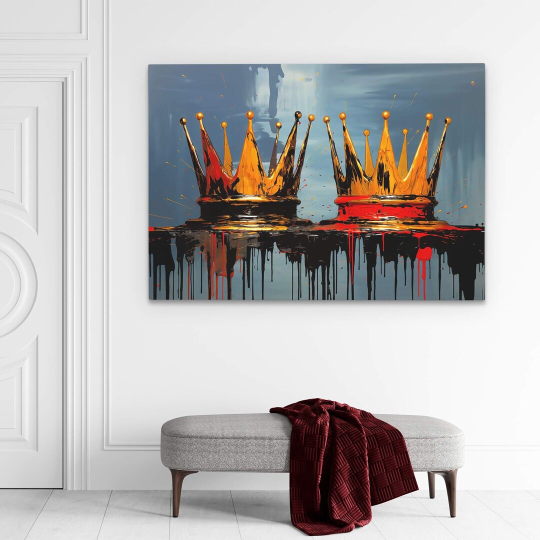 Regal Crowns Abstract Art | Modern Sovereignty Canvas Print | Bold ...