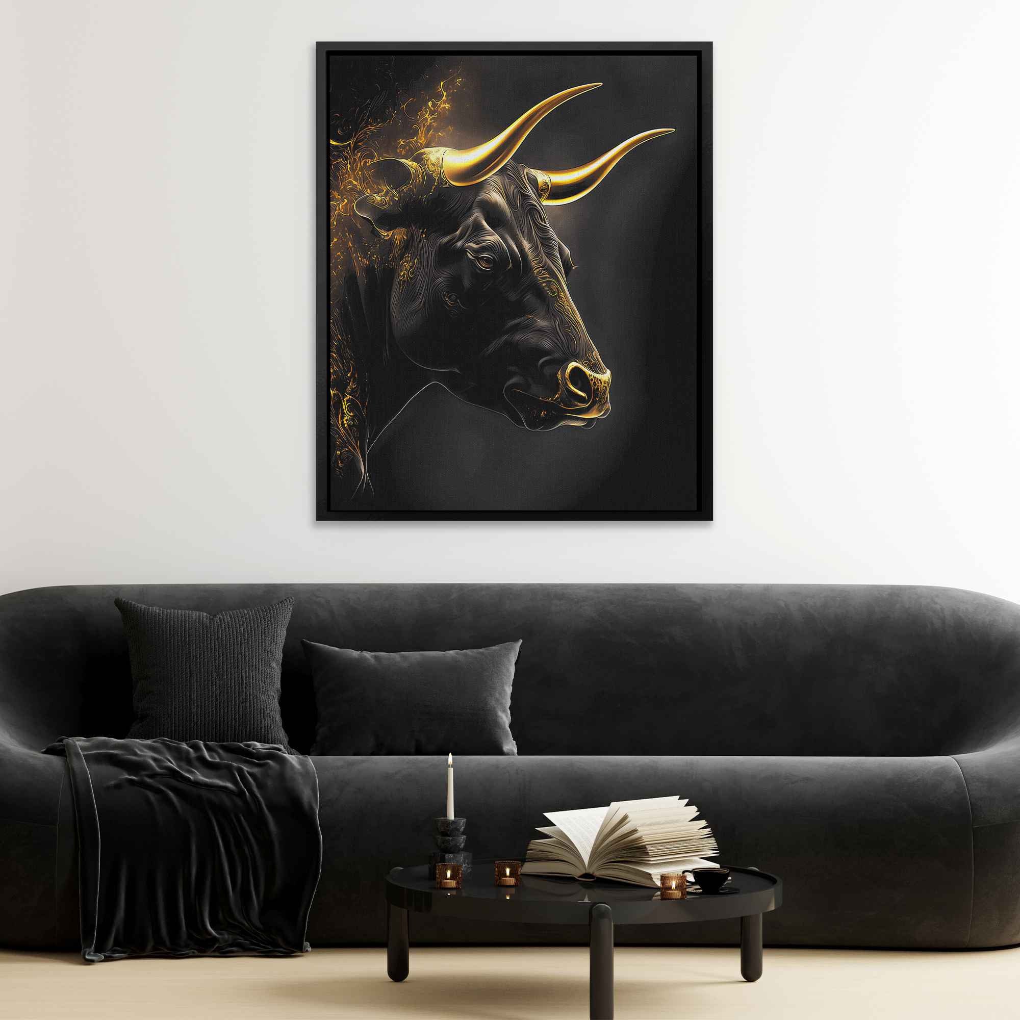 Bull Market Painting: Modern Bull Canvas Wall Street Art Print - Etsy