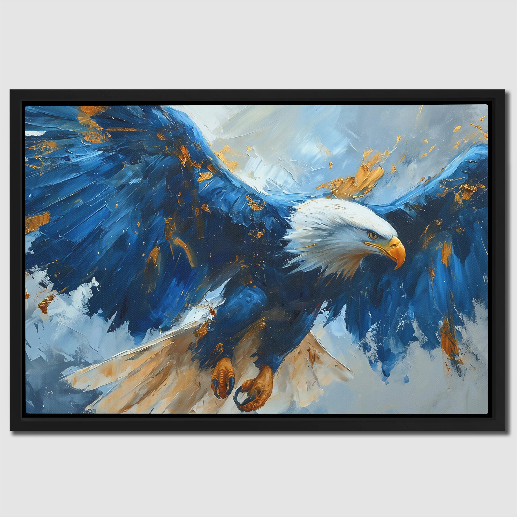 Blue Eagle Flying Art Print - Majestic Sky Hunter in Vivid Hues ...