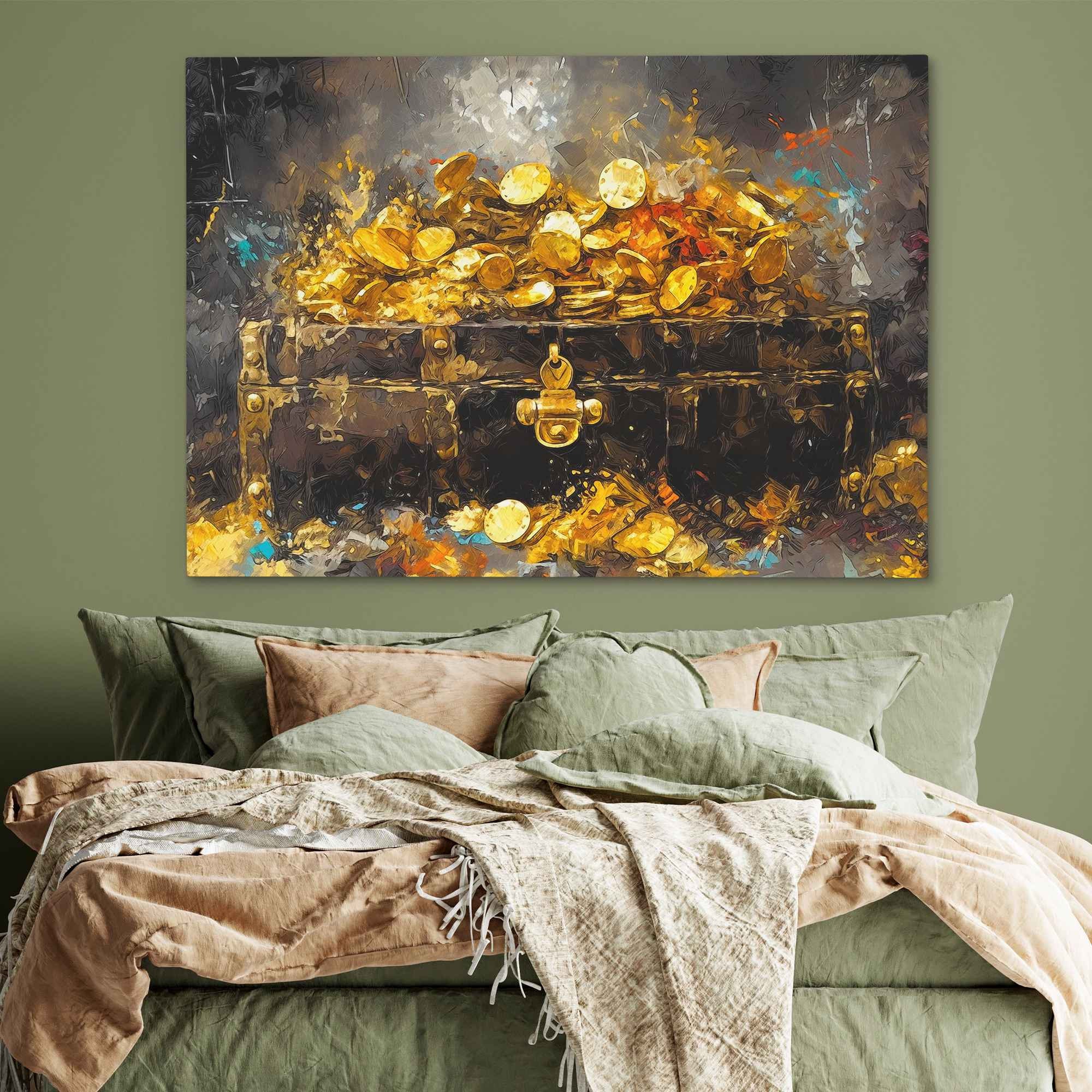 Pirate Treasure Chest Canvas Print | Gold Coin Painting - Etsy