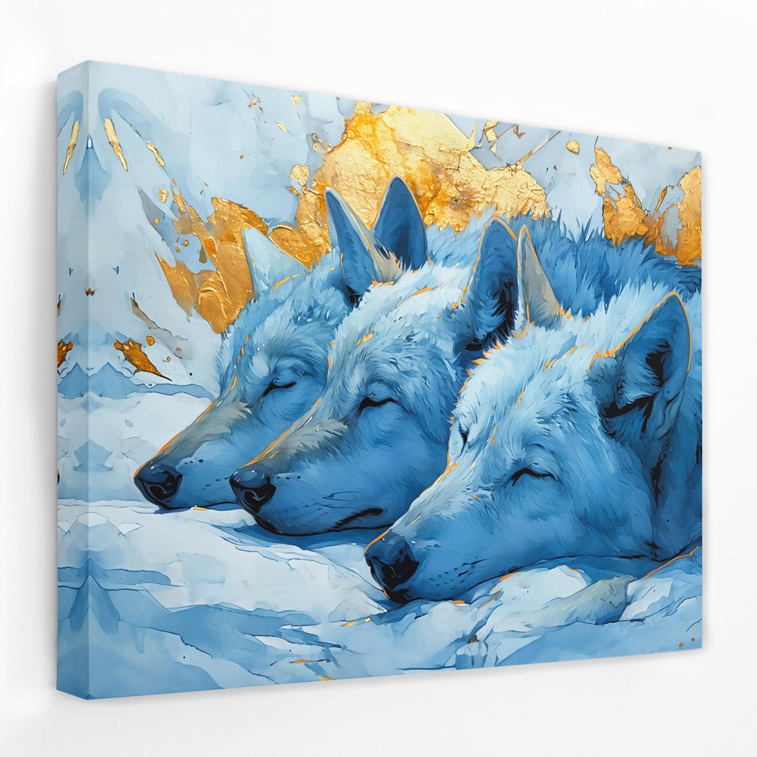 Sleeping Wolf Pack Calm Wilderness Art Print Wolves Resting Wall Art ...