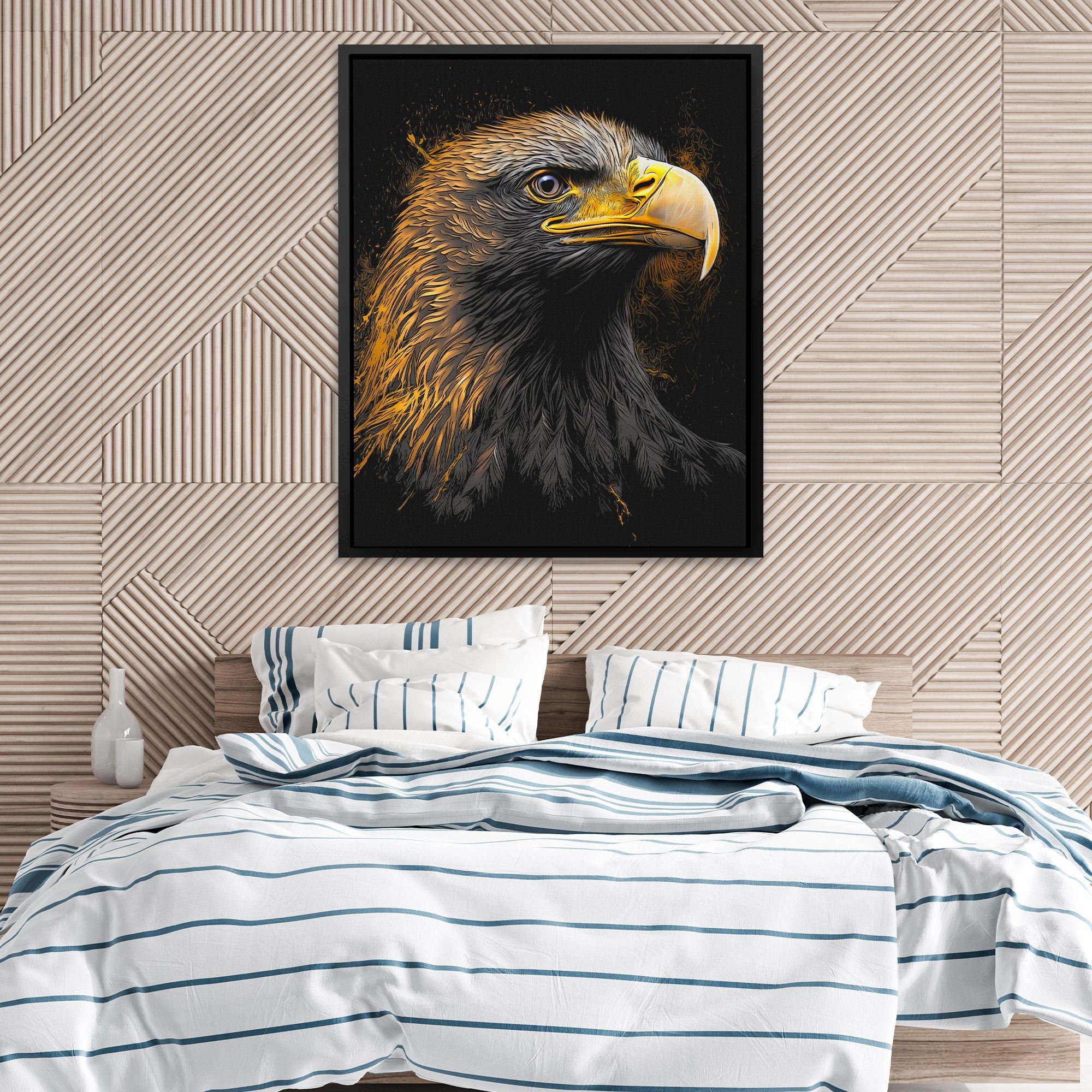 Bald Eagle Extra Large Wall Art Black and Gold Bird Wall Art Print - Etsy