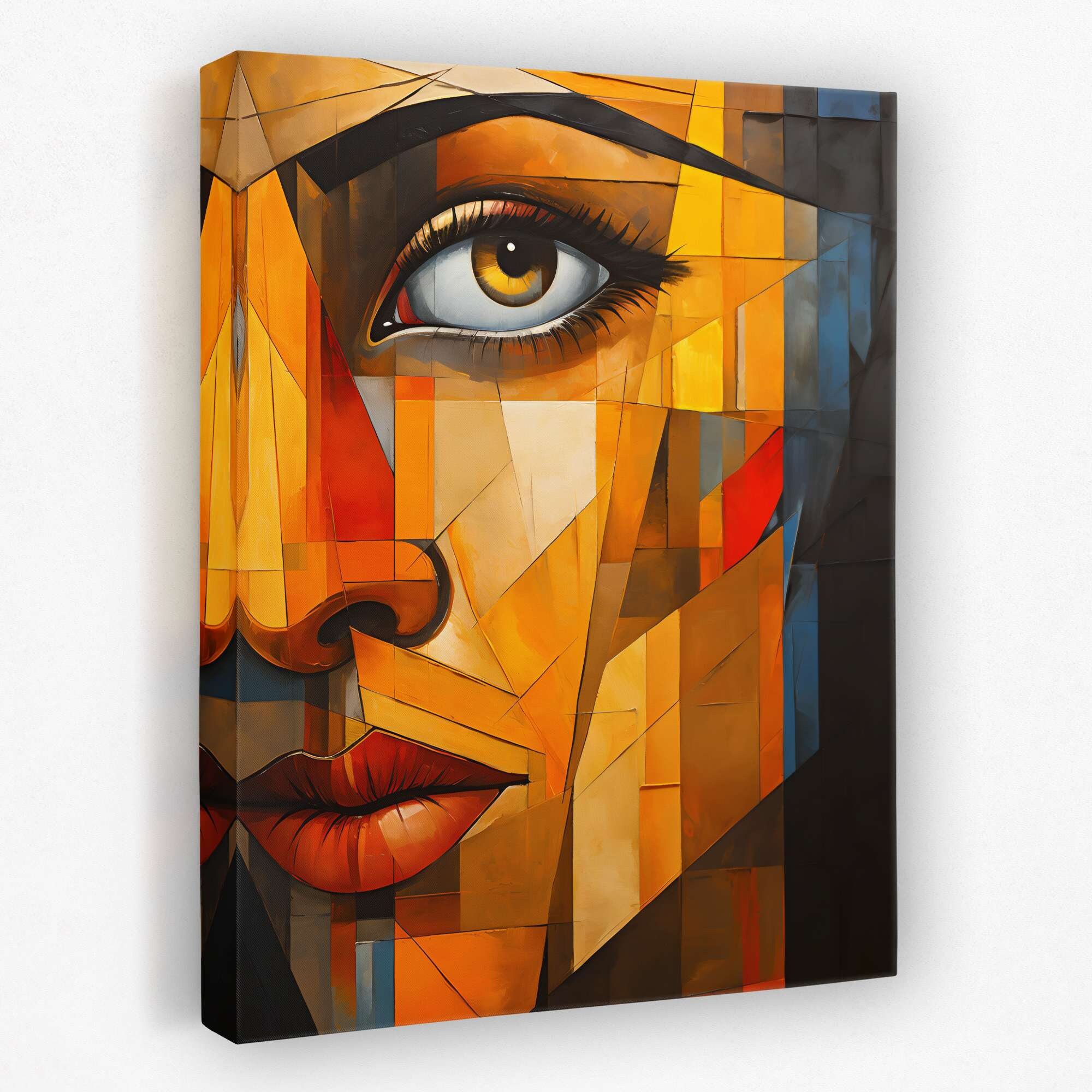 Geometric Facial Artwork Modern Art Canvas: Bold Color Abstract Face ...