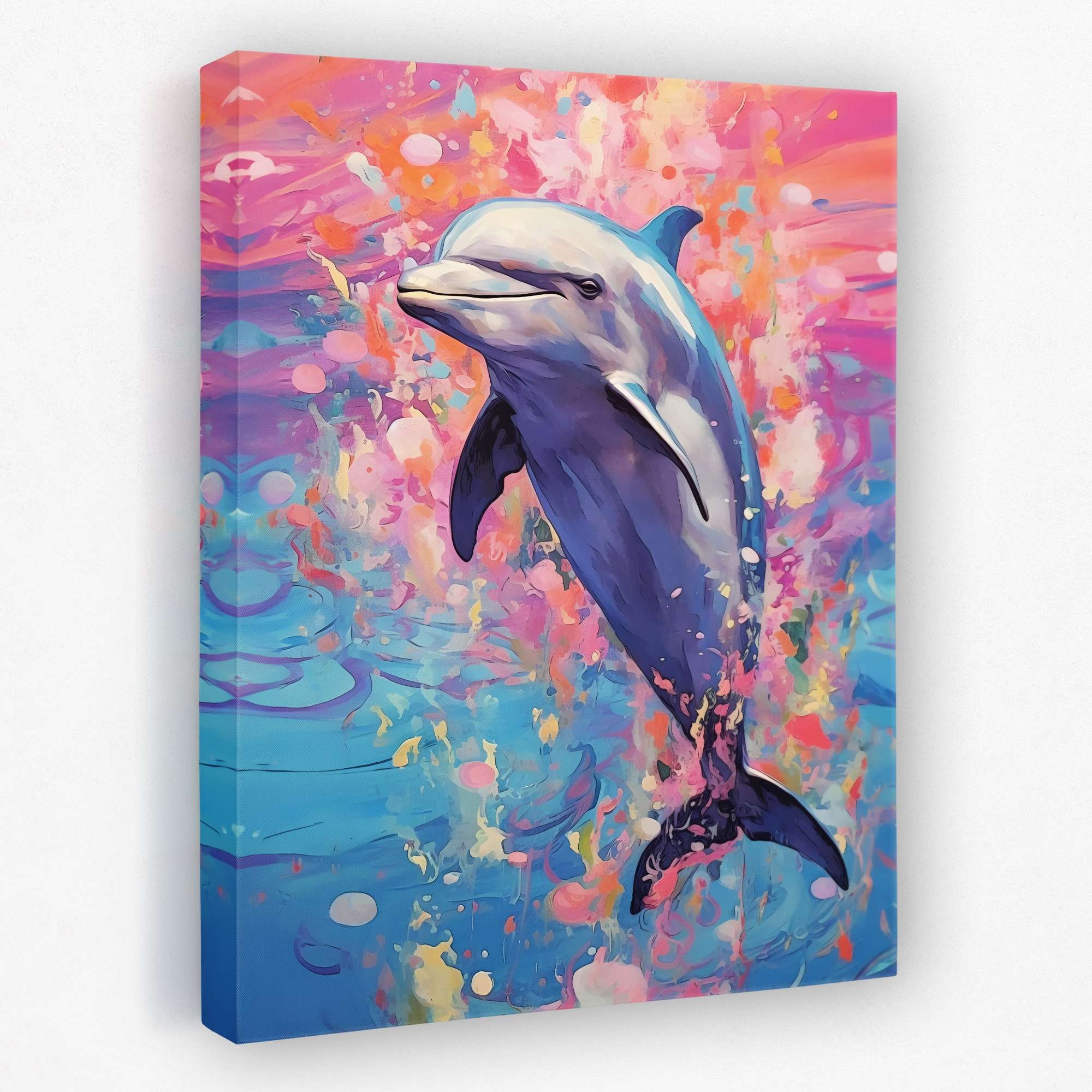 Dolphin's Dance Dolphin Painting Abstract Ocean Pop Art Wall Art Print ...