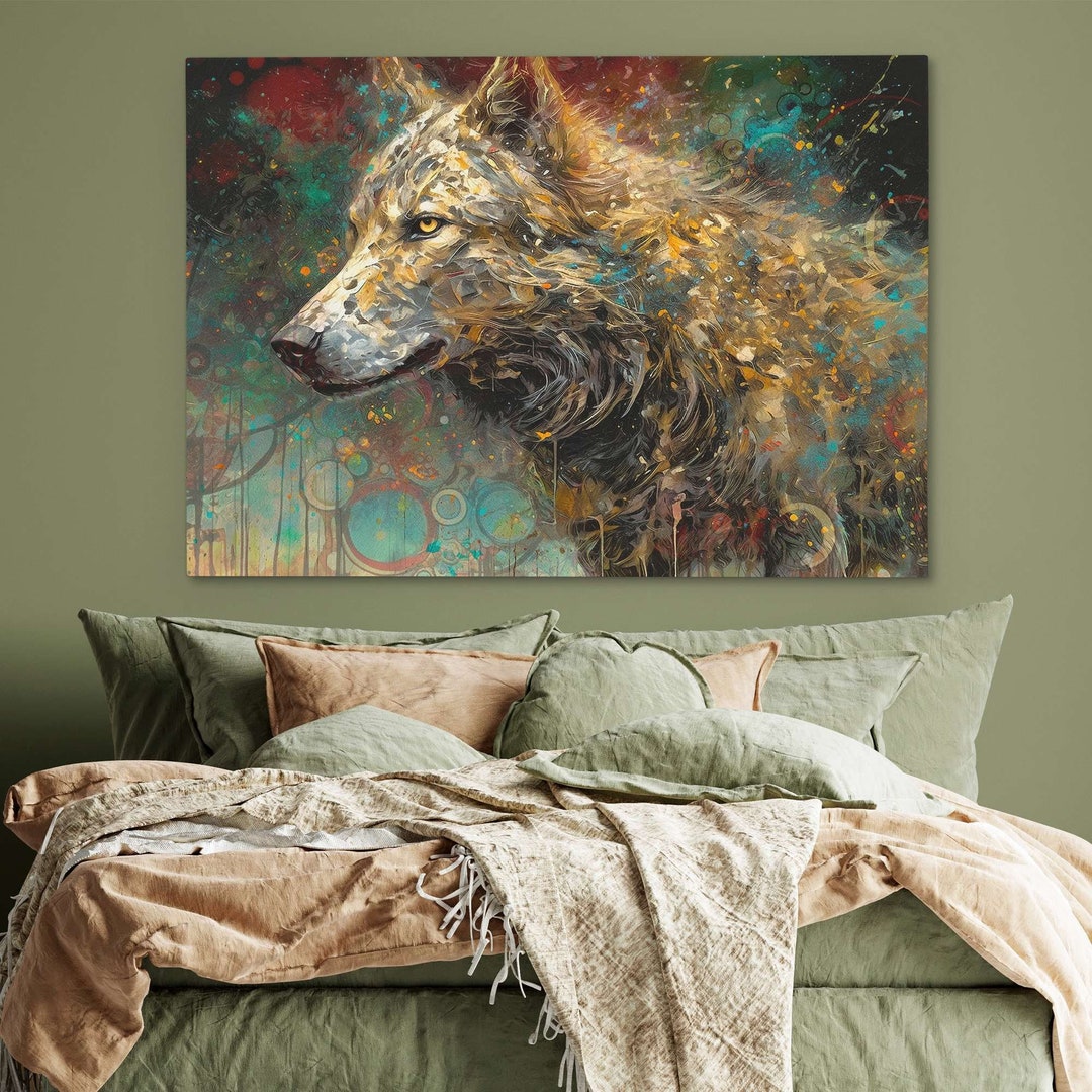 Abstract Wolf Painting - Cosmic Canine Canvas Wall Art - Etsy