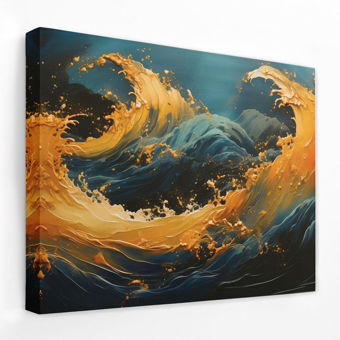 Angry Seas Dynamic Ocean Waves Canvas Art, Abstract Nautical Wall Decor ...