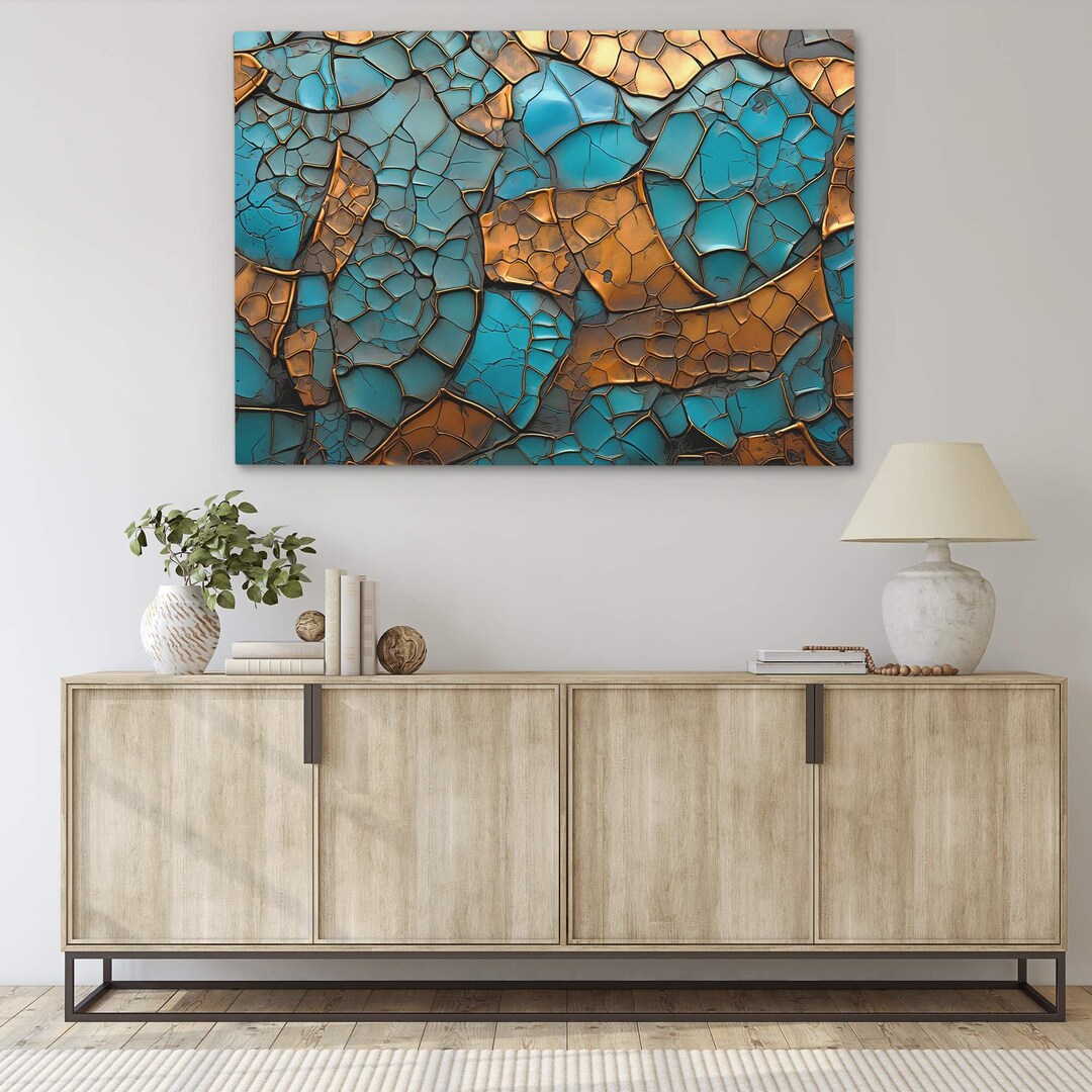 Green Savannah Abstract Canvas Print - Earthy Tones Mosaic, Textured ...