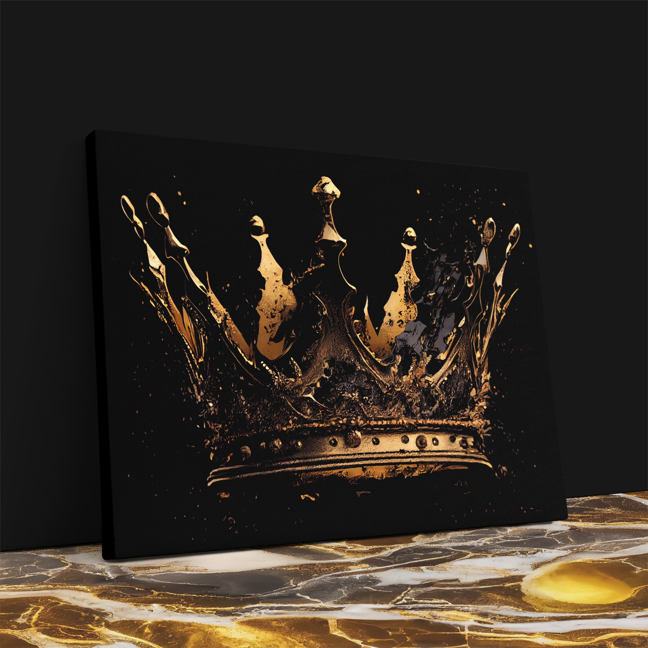 Gold King Crown Royalty Art Print on Canvas - Gothic Crown Gifts for ...
