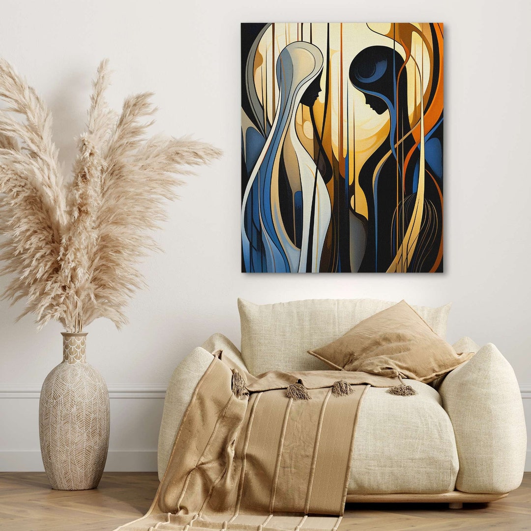 Black Gold Art: Women Silhouette Bonding, Art for Living Room Walls - Etsy