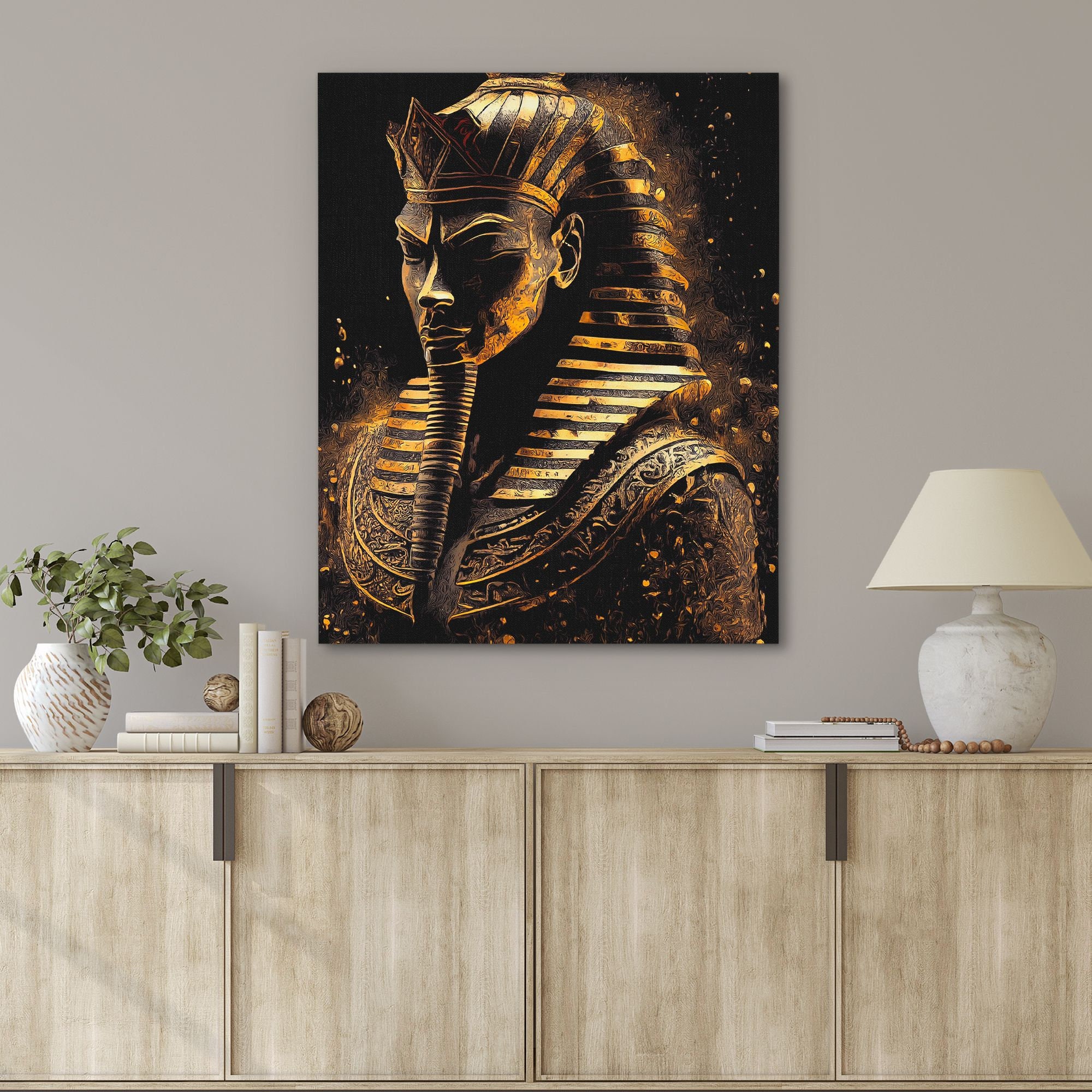 Mighty Pharaoh Black and Gold Egyptian Wall Art Print on Canvas - Etsy